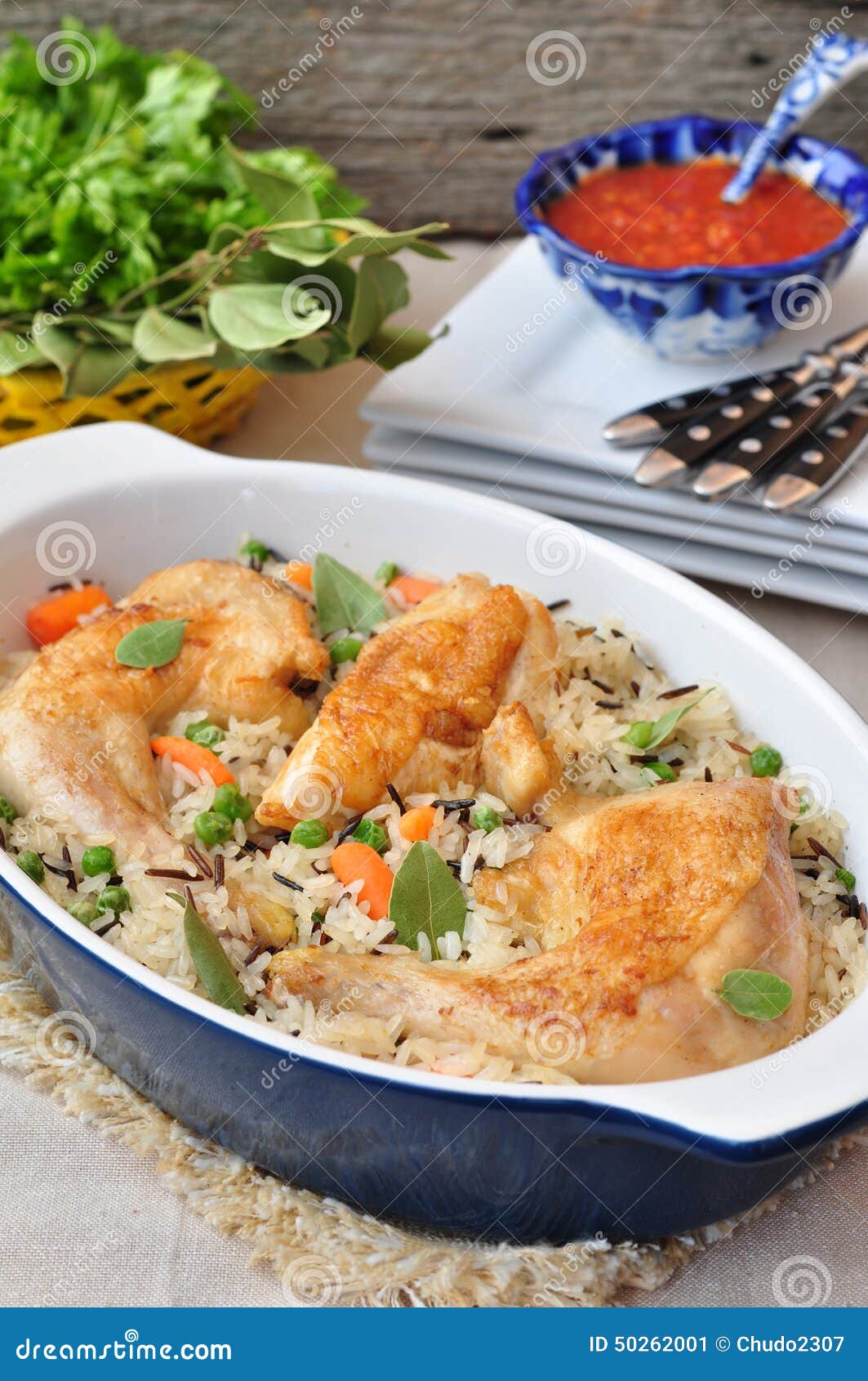 Grilled Chicken with Wild Rice, Pea and Carrot Stock Image - Image of ...