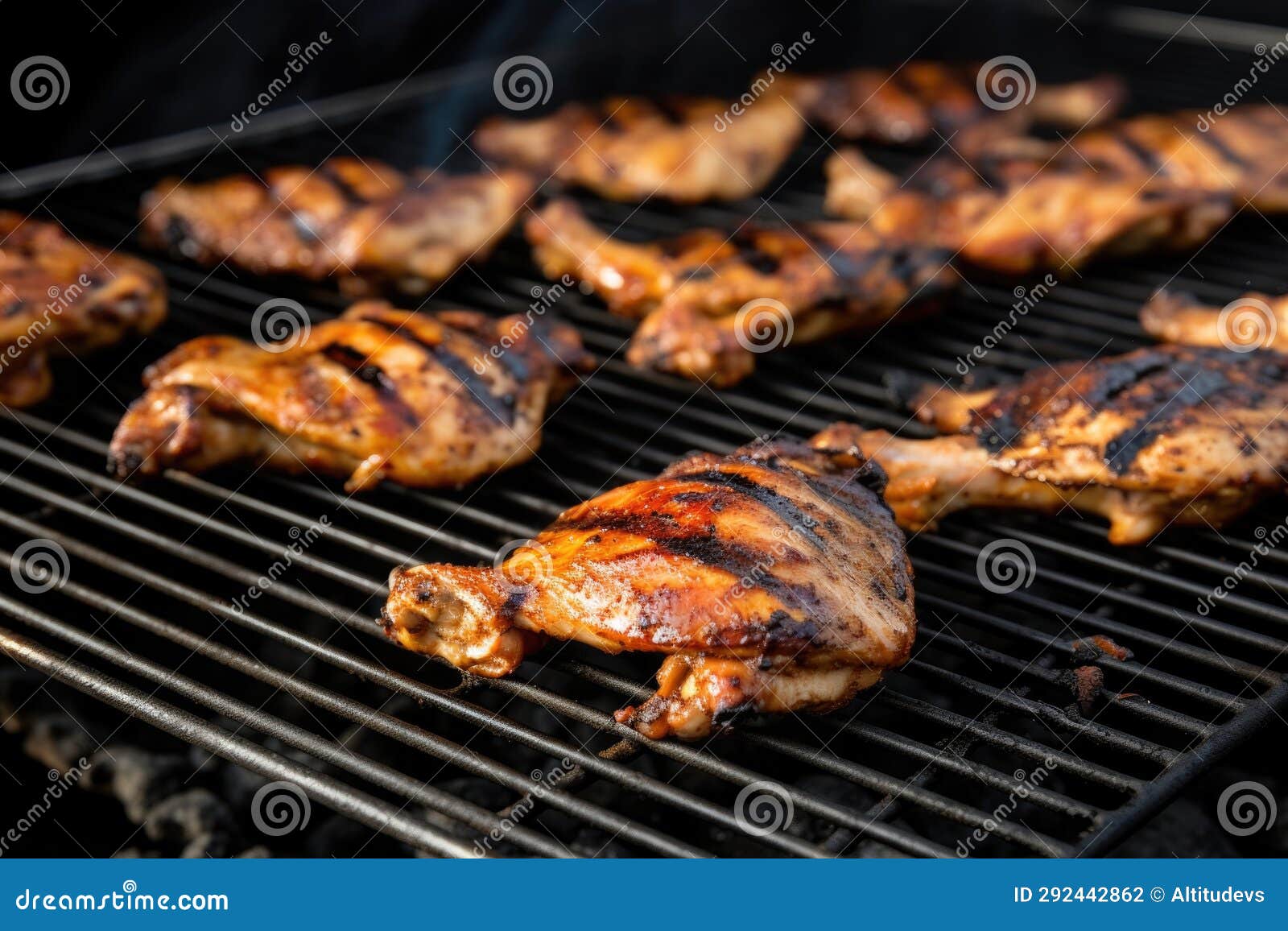 Grilled Chicken Wings with Char Marks on a Grill Rack Stock Photo ...