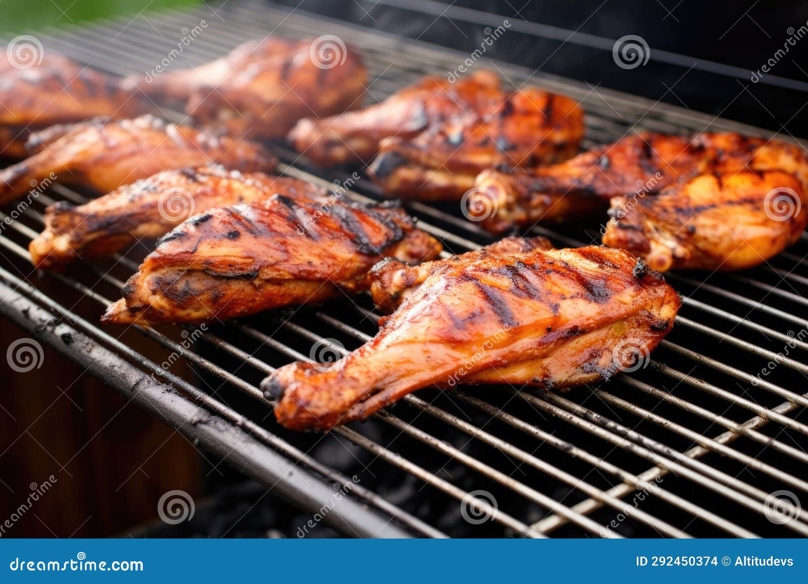 Grilled Chicken Wings with Char Marks on a Grill Rack Stock Photo ...