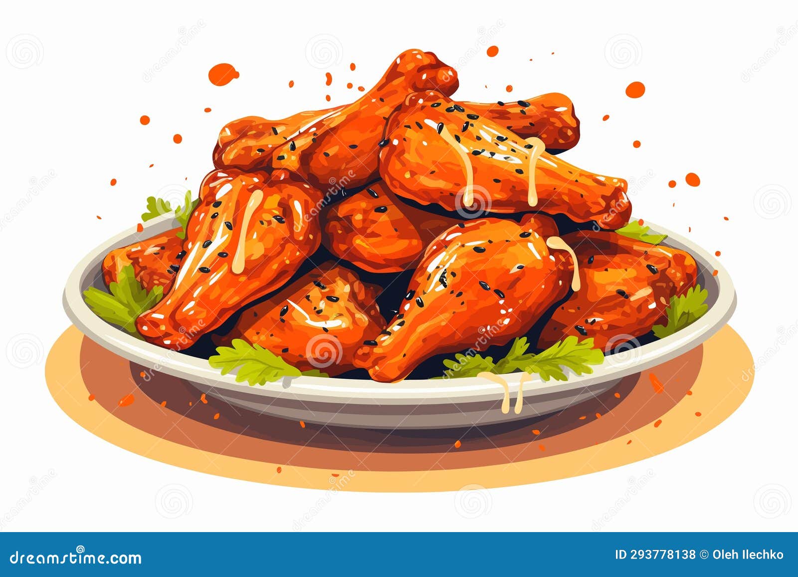 Grilled Chicken Wings Vector Flat Minimalistic Isolated Illustration ...