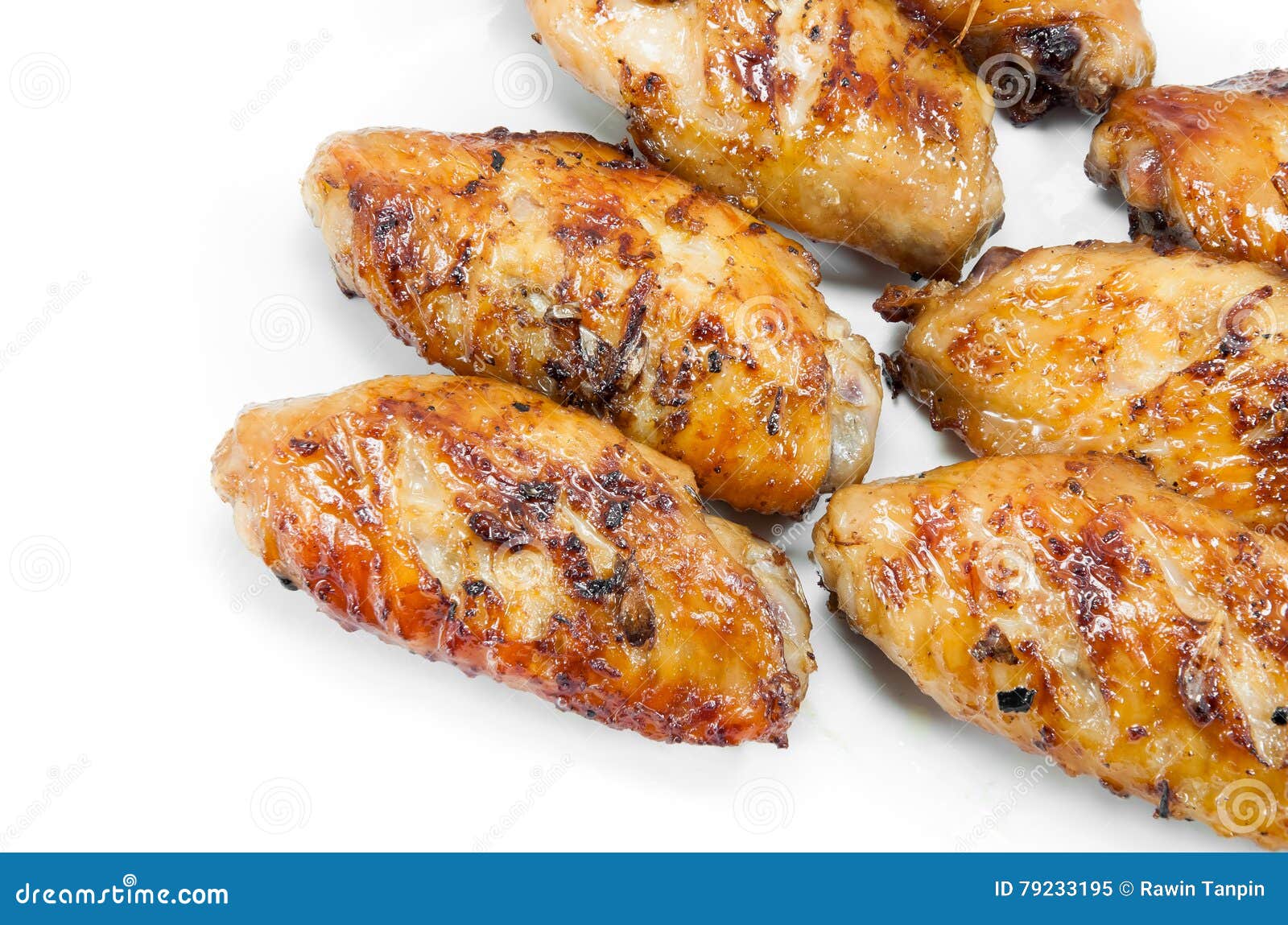 Grilled Chicken Wings on White Stock Image - Image of grilled, baked ...