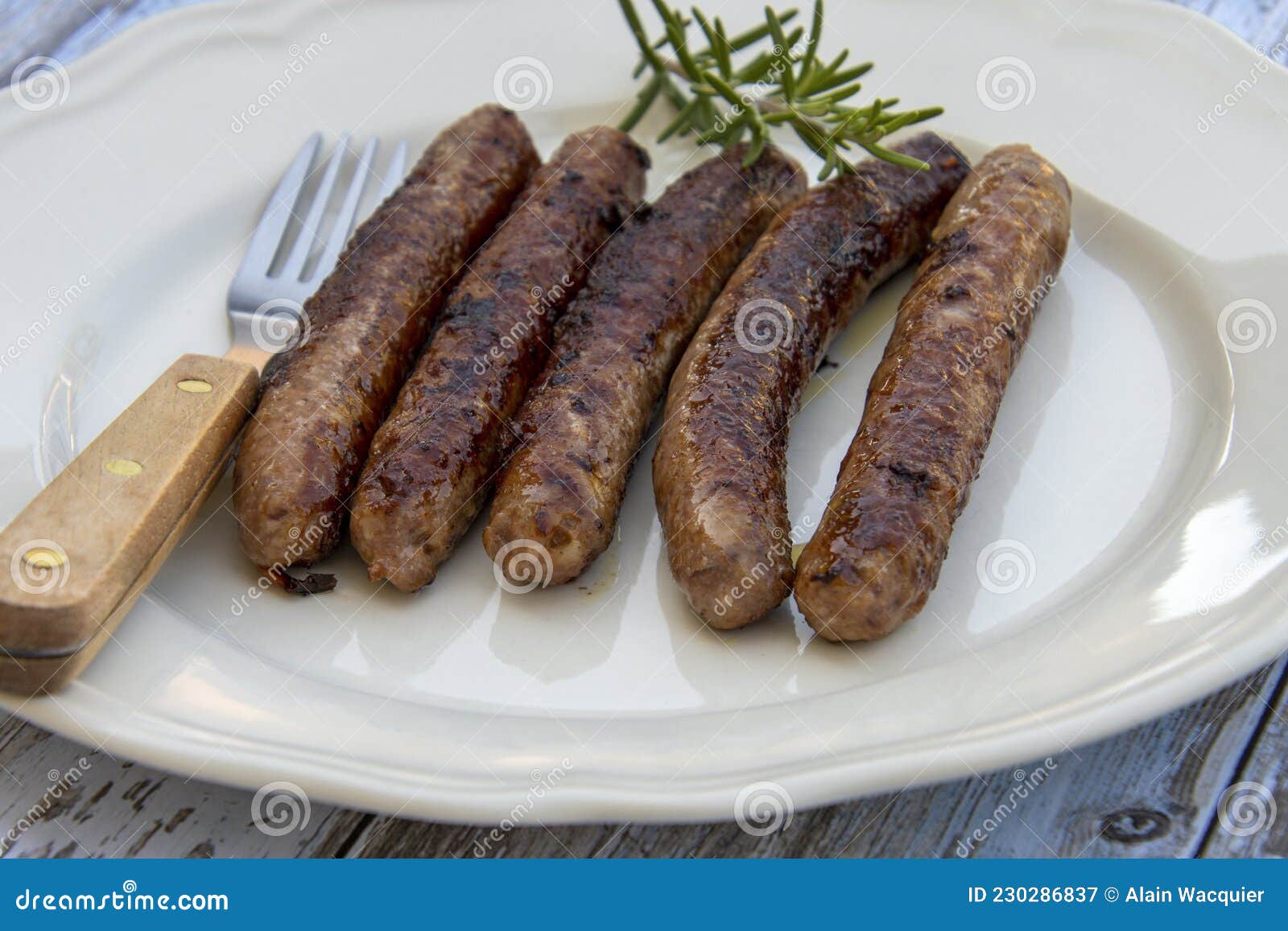 Grilled Chipolata Sausages on a Plate Stock Image - Image of chipolatas ...