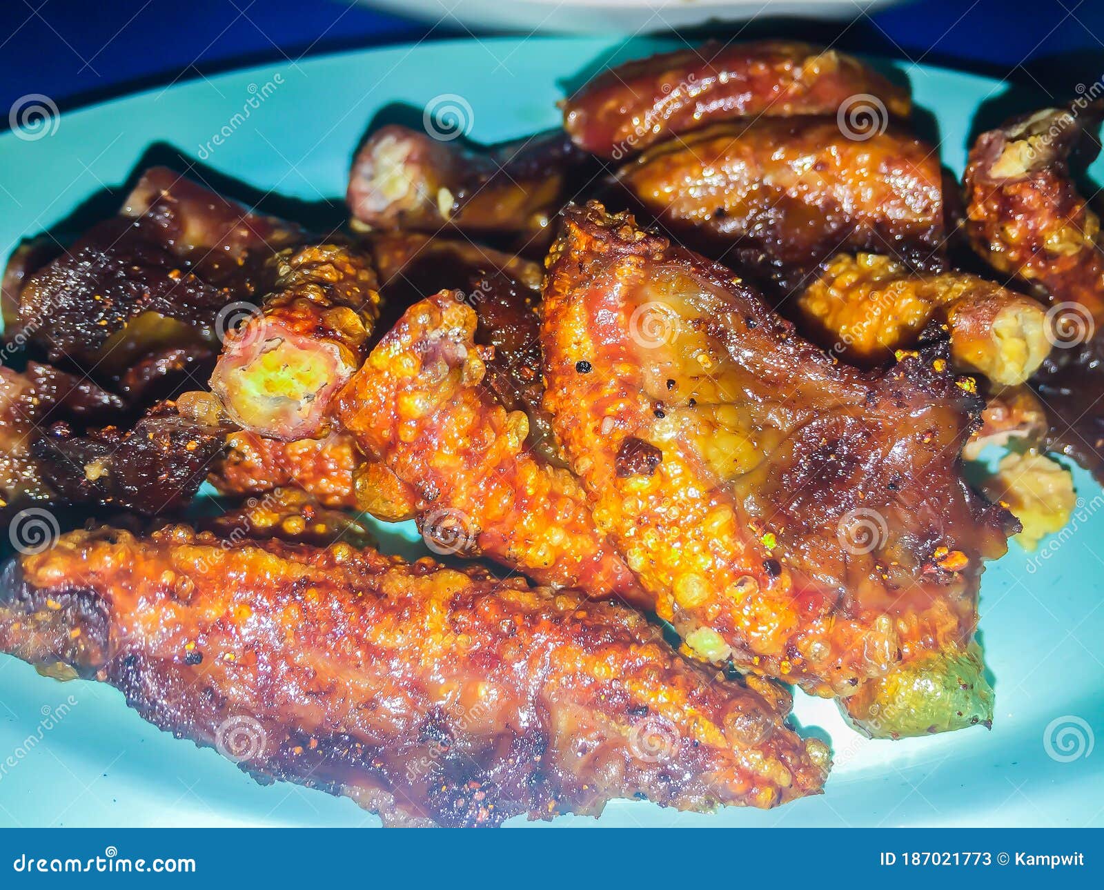 Grilled Chitterlings or Roasted Chitterlings on Dish and Ready To Eat ...