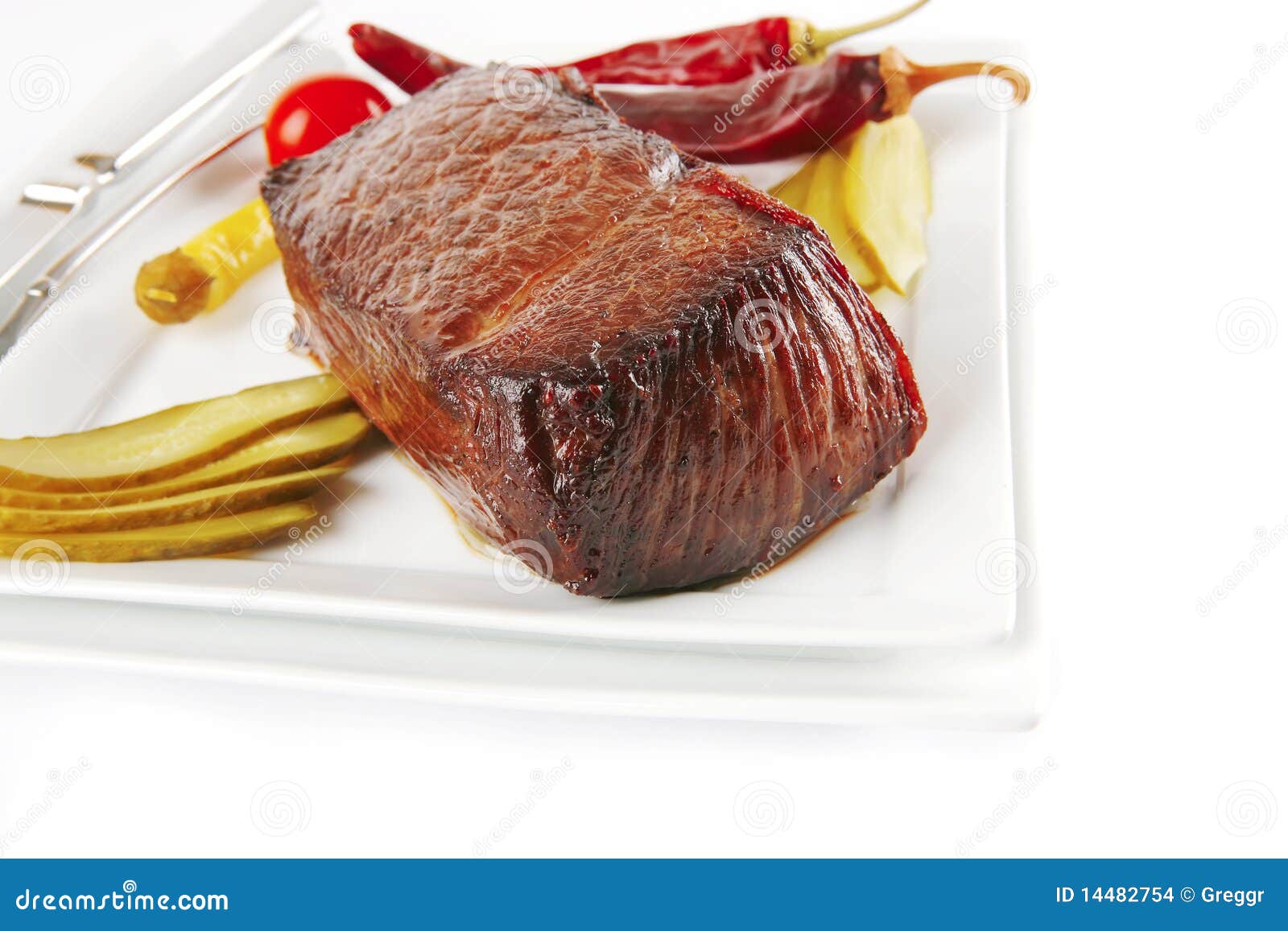 Grilled chunk of beef meat stock photo. Image of main - 14482754