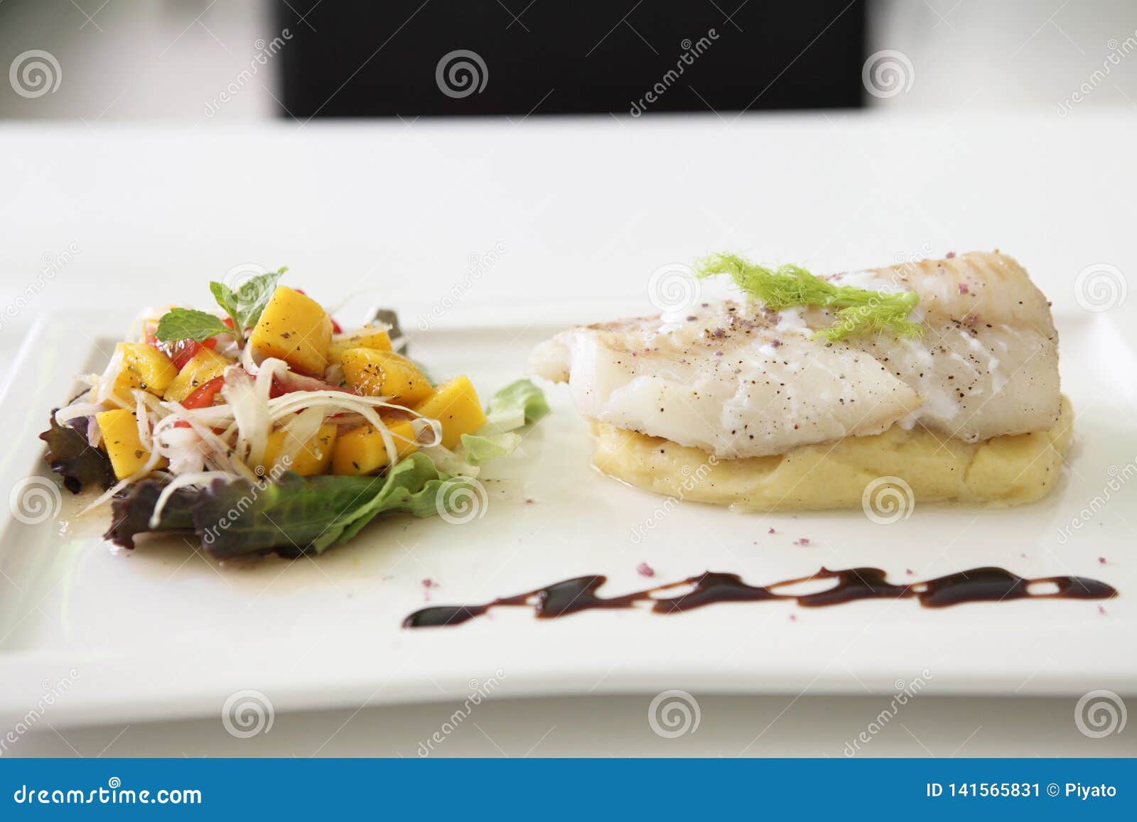Grilled cod fish steak stock image. Image of dinner - 141565831