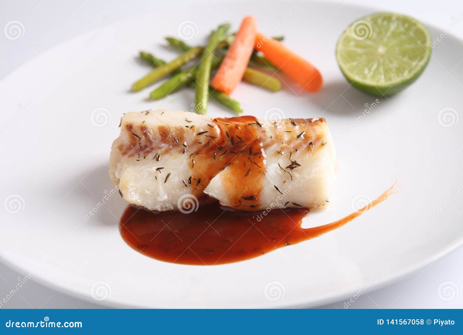 Grilled cod fish steak stock photo. Image of prepared - 141567058