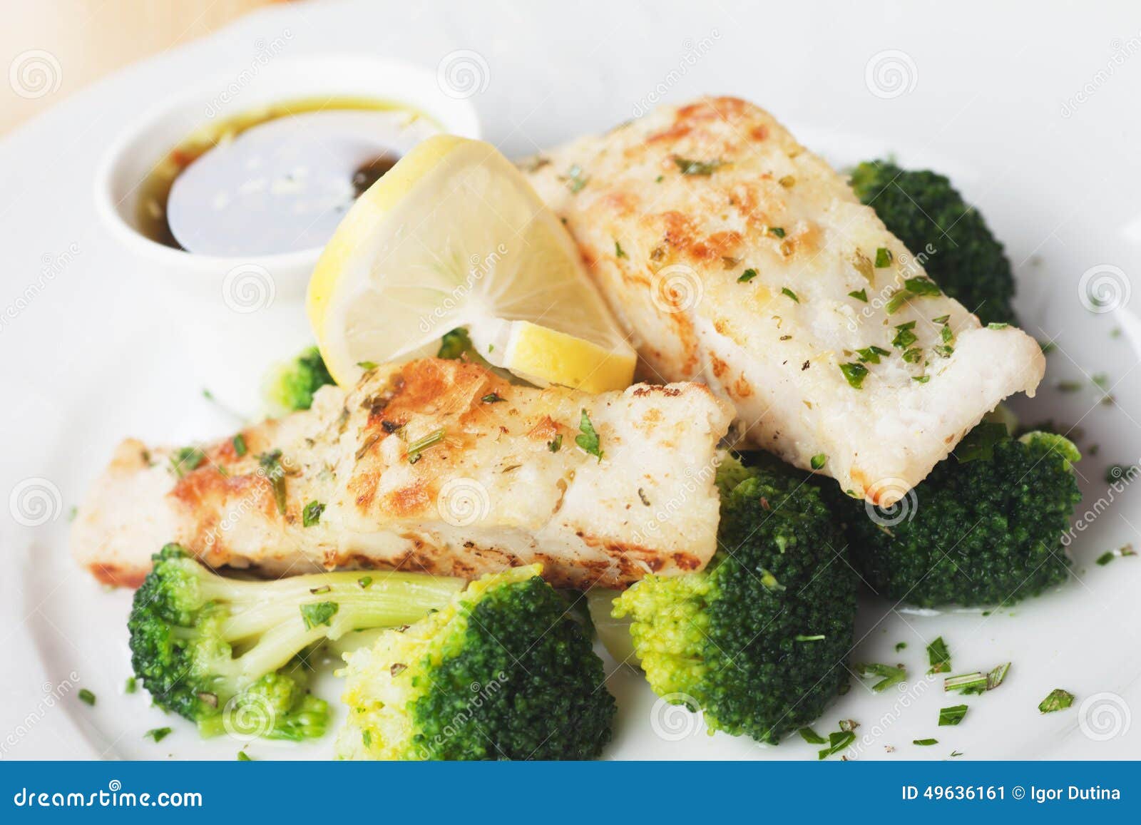 Grilled Cod Fish Steak with Broccoli Stock Image - Image of broccoli ...