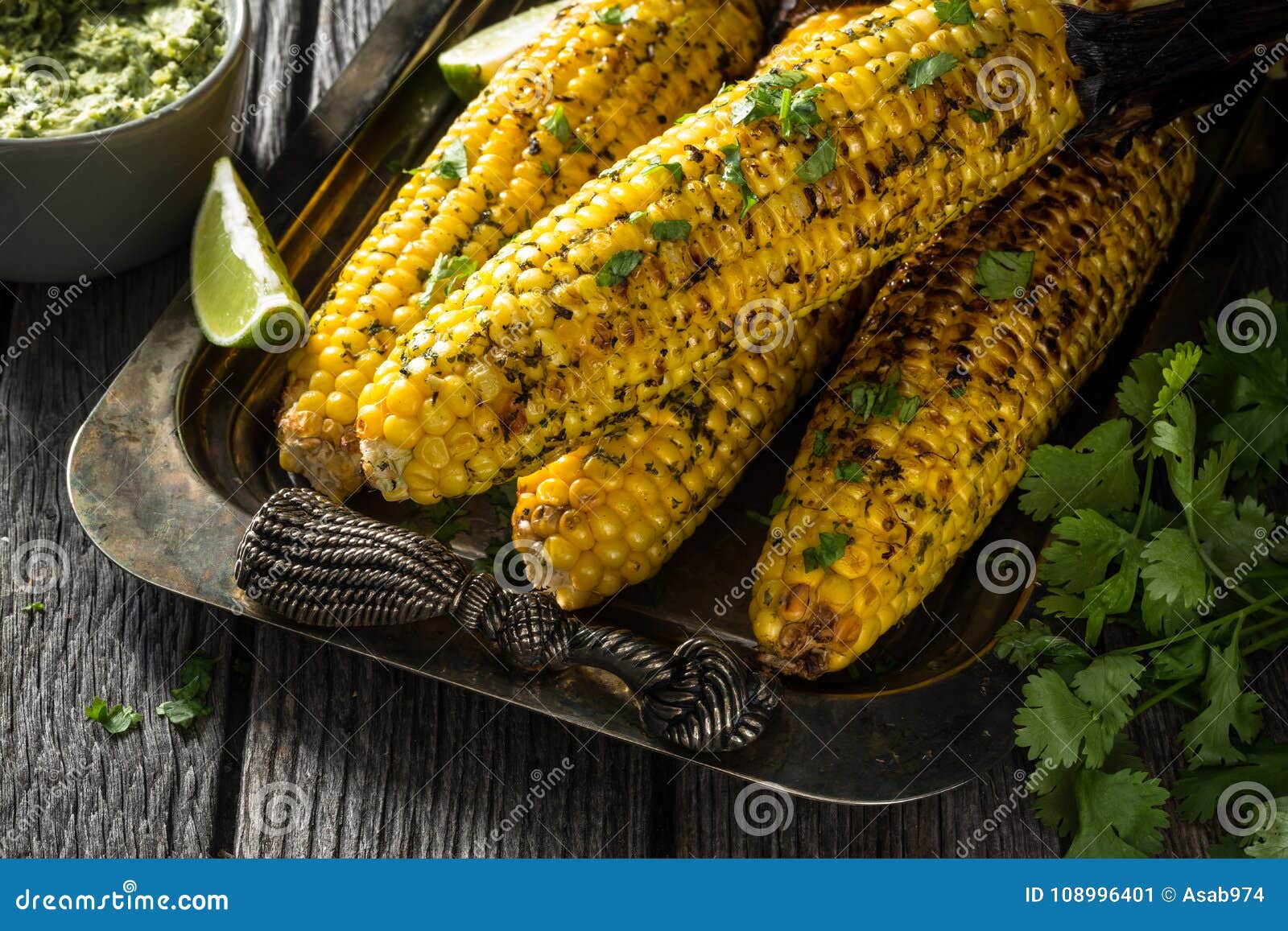 Grilled Corn Cob on Barbecue Stock Image - Image of nutritious ...