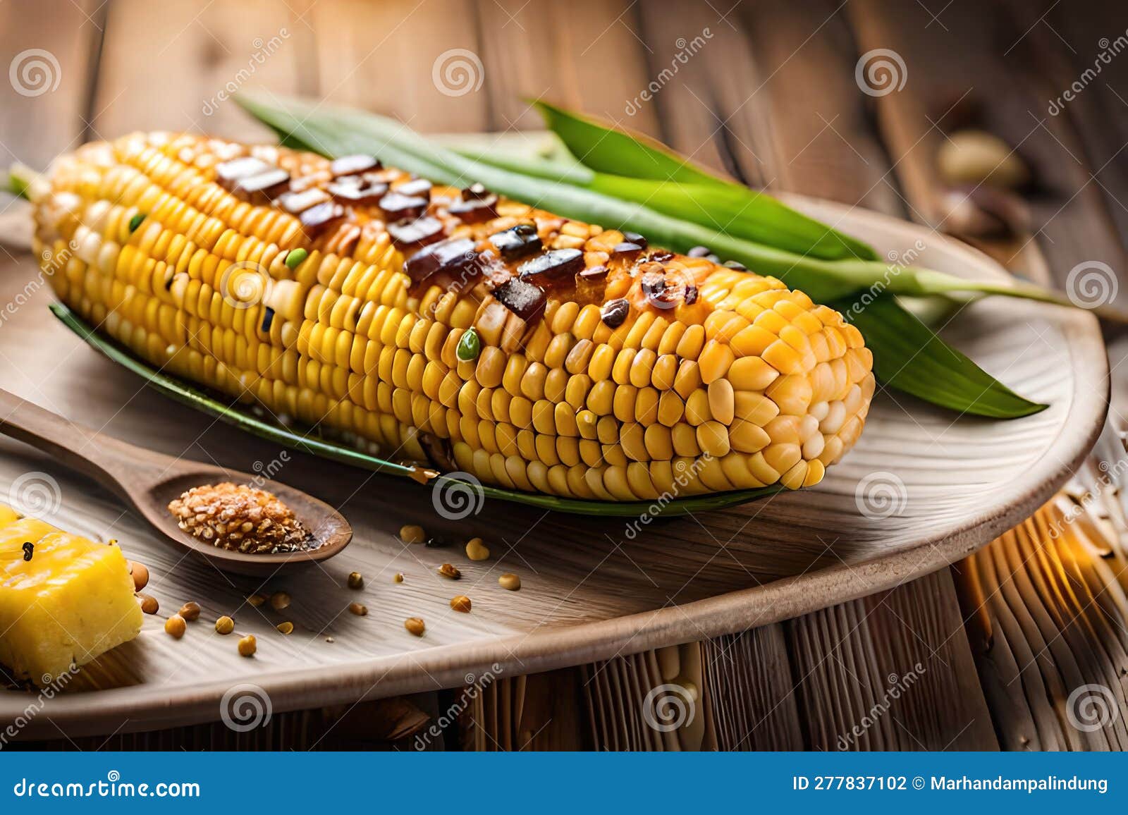 Grilled Corn on the Cob with a Drizzle of Melted Butter and a Sprinkle ...