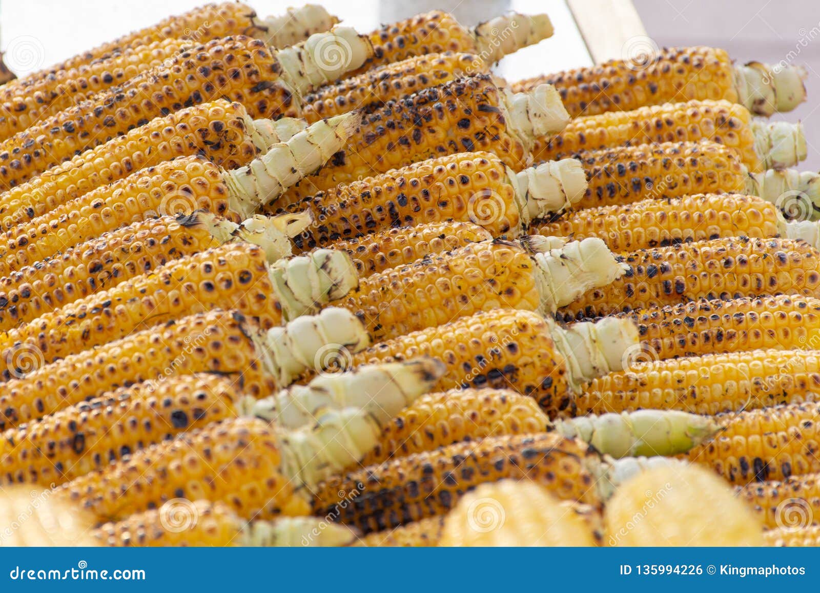 Grilled Corn on the Cob in Rows Stock Photo - Image of barbecue, plant ...