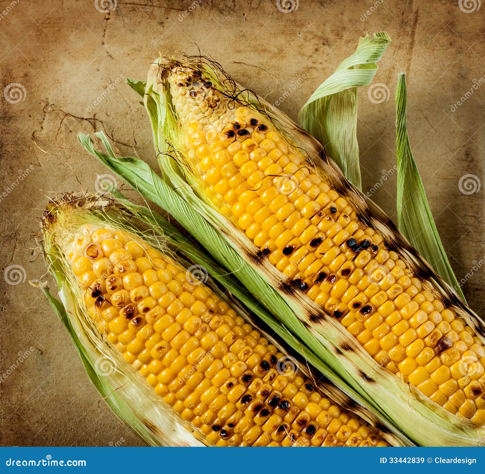 Grilled Corn Cobs on Rustic Stone Background Stock Image - Image of ...