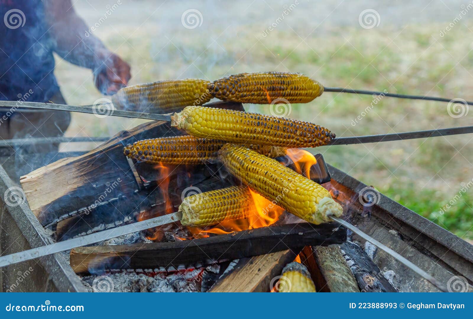 Grilled Corn on the Grill, Grilled Corn on Fire Stock Image - Image of ...