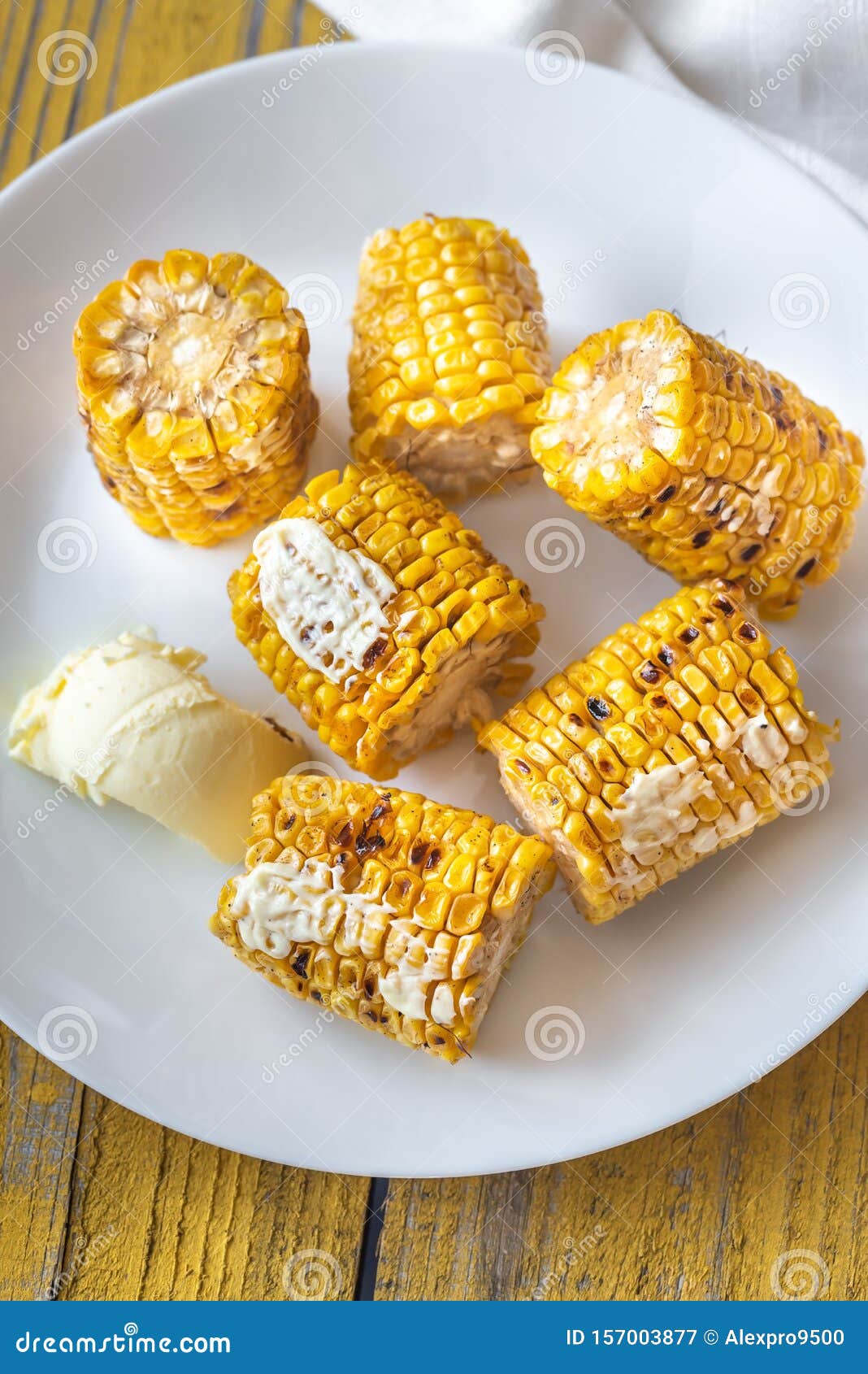 Grilled corn on the plate stock image. Image of cuisine - 157003877