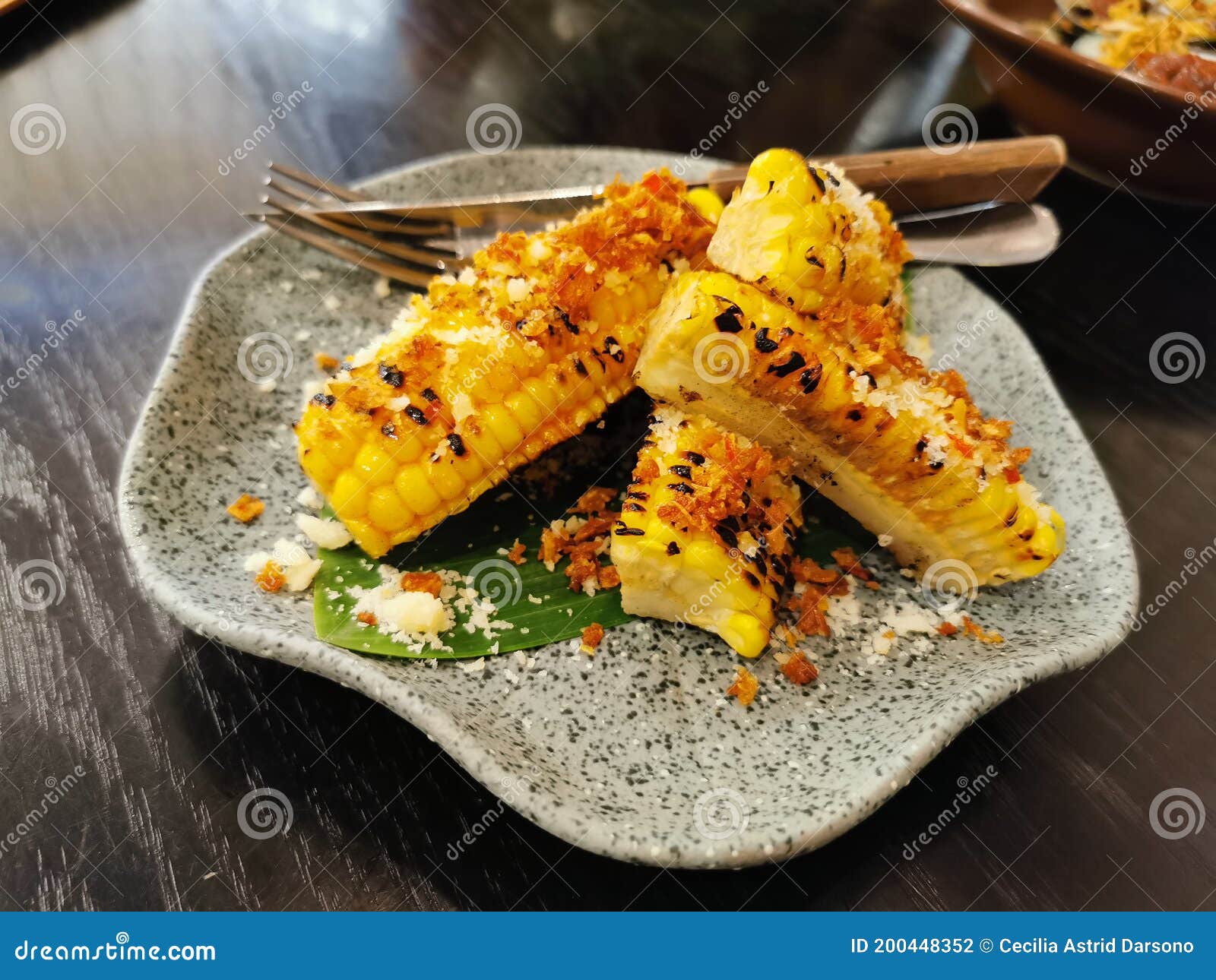 Grilled Corn with Powdered Cheese Stock Photo - Image of grilled, corn ...