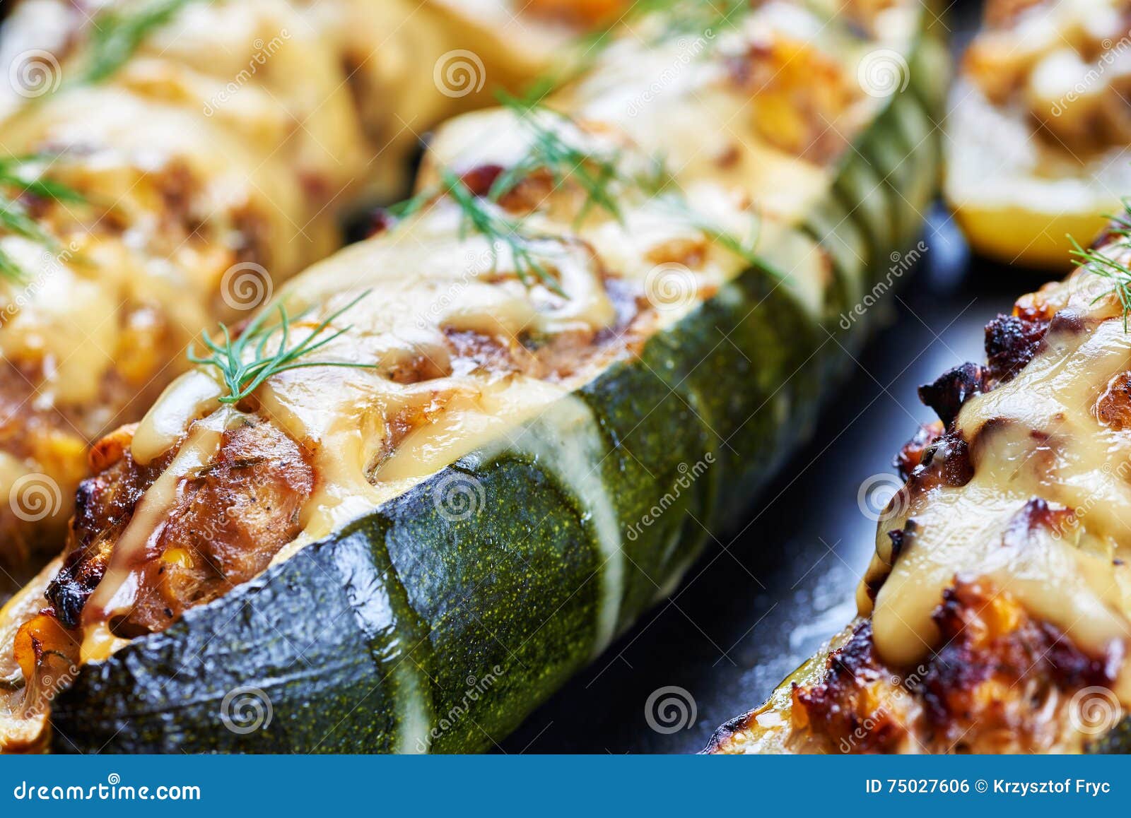 Grilled courgettes stuffed stock photo. Image of fresh - 75027606
