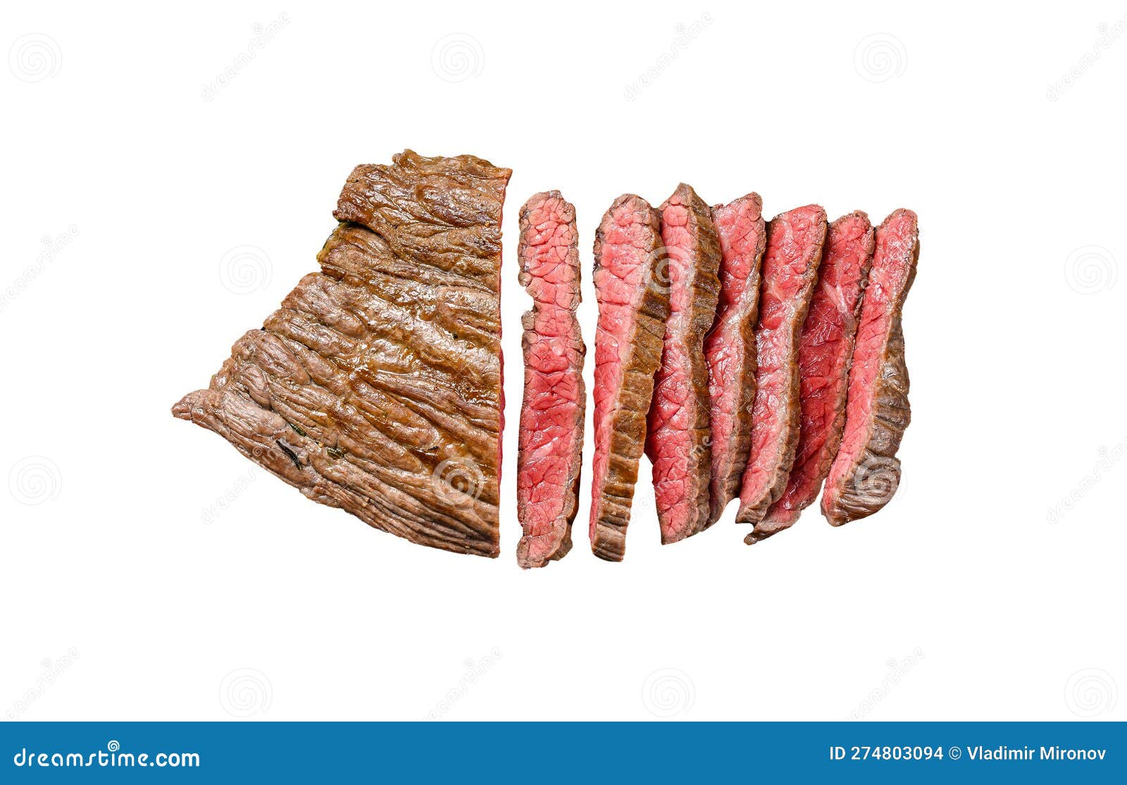 Grilled and Cut Flat Iron Steak. Marble Beef Meat. Isolated on White ...