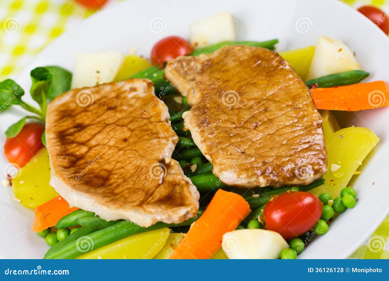 Grilled Cutlet On Dark Plate. Chef Cuisine Royalty-Free Stock Image ...