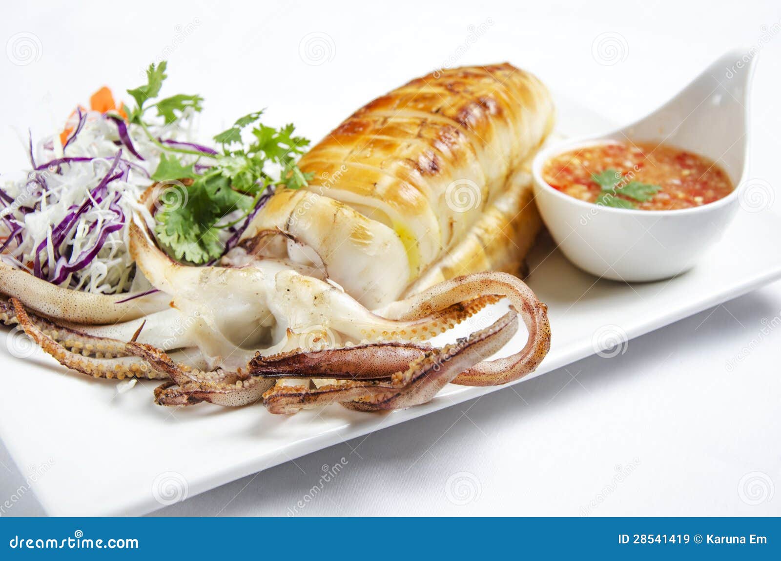 Grilled cuttle fish stock image. Image of fried, wooden - 28541419