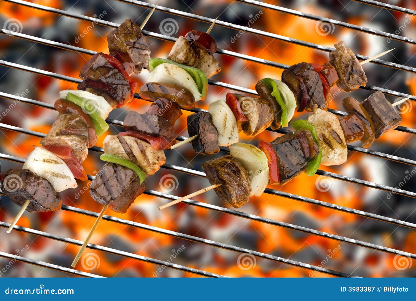 Grilled delicious kebabs stock image. Image of mushroom - 3983387