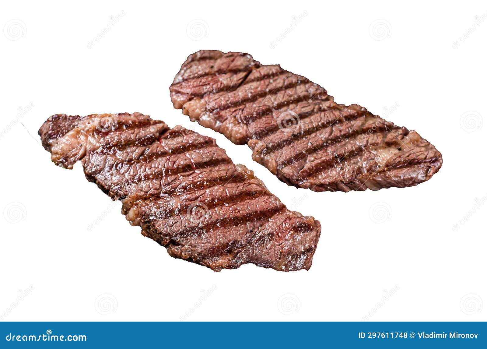 Grilled Denver Beef Meat Steak on a Rack. Isolated, White Background ...