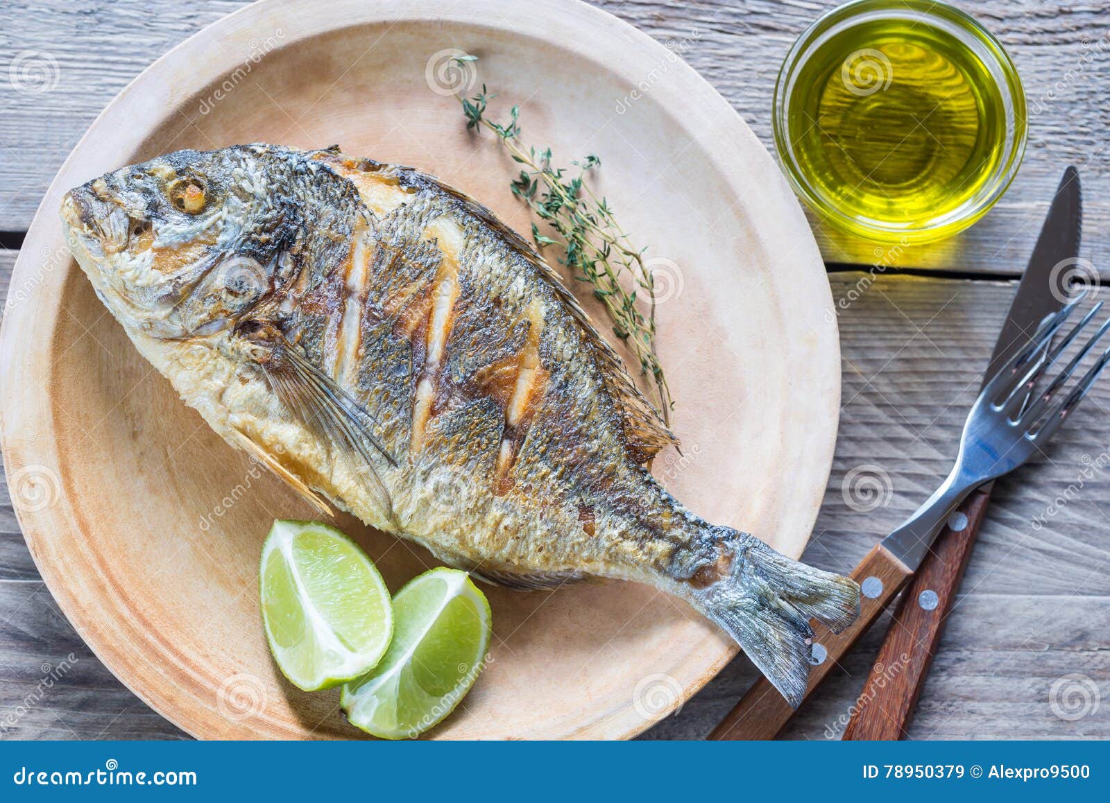Grilled Dorade Royale Fish on the Plate Stock Image - Image of ...