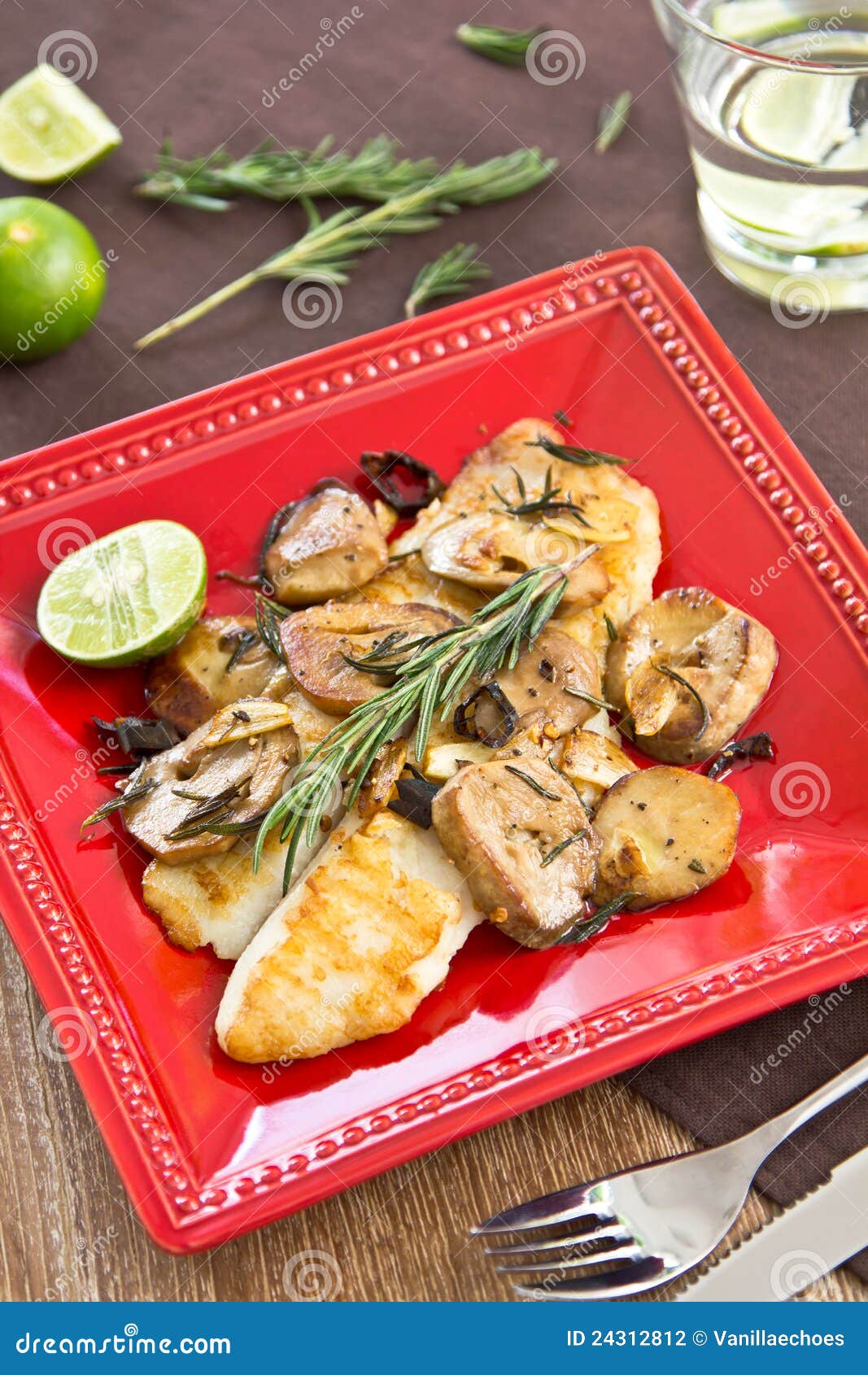 Grilled Dory Fish with SautÃ©ed Mushroom Stock Photo - Image of diet ...