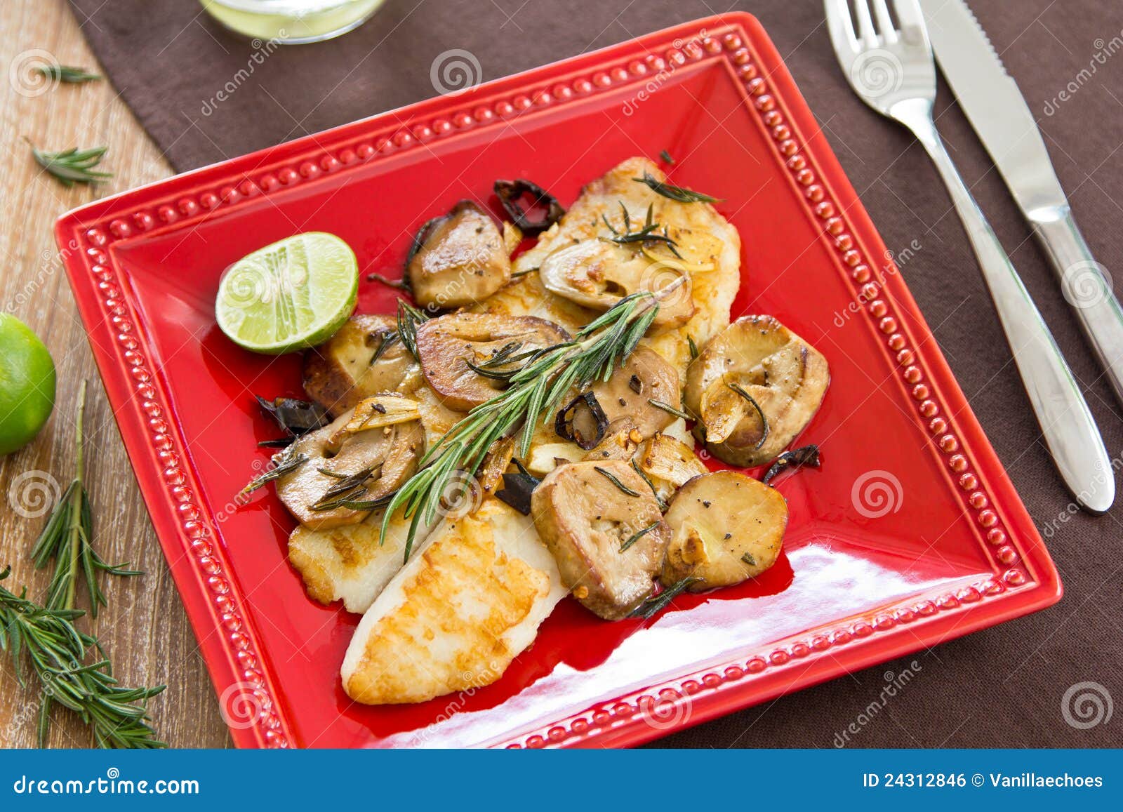 Grilled Dory Fish with SautÃ©ed Mushroom Stock Photo - Image of ...