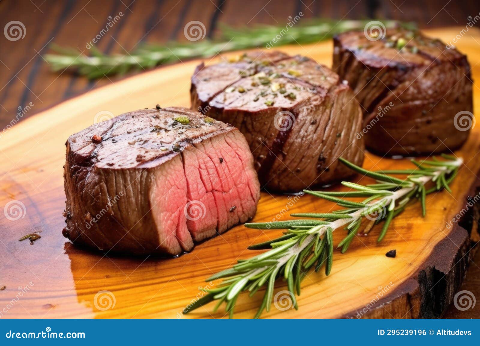 Grilled Filet Mignon on Wooden Board Stock Photo - Image of board ...