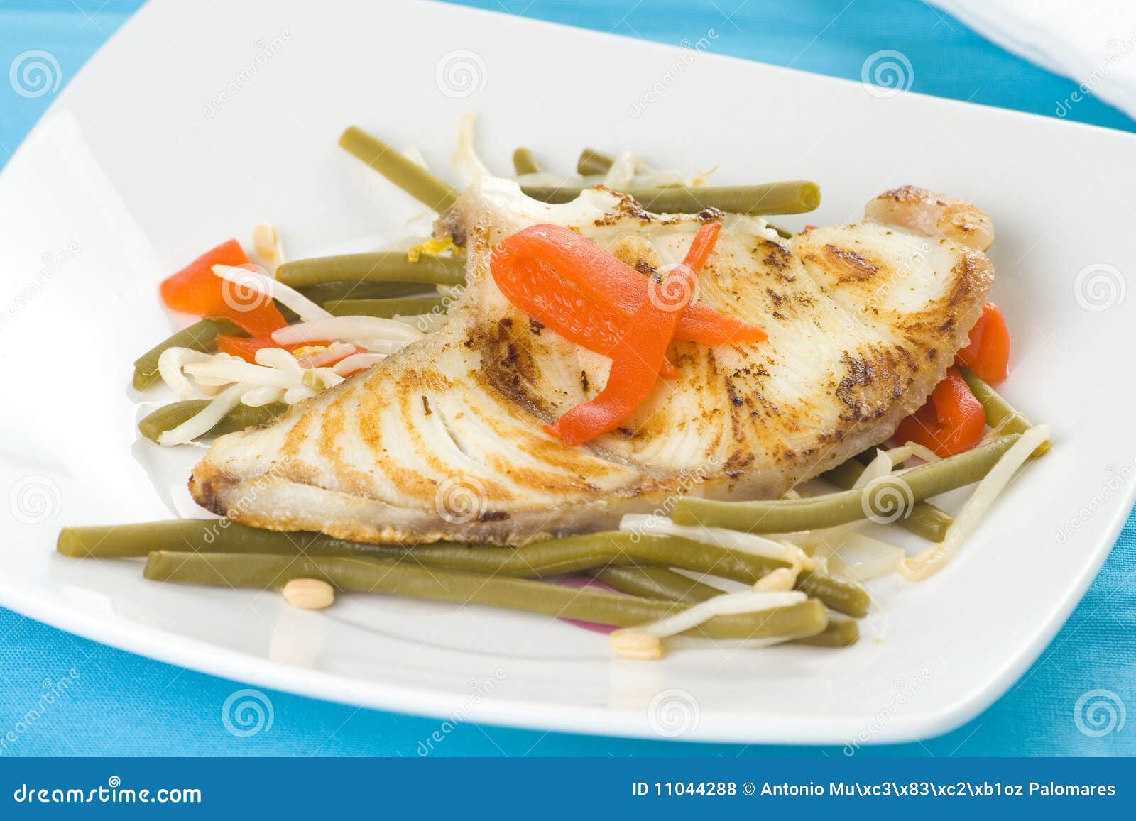 Grilled Fillet of Fish and Soy Beans Stock Photo - Image of healthy ...
