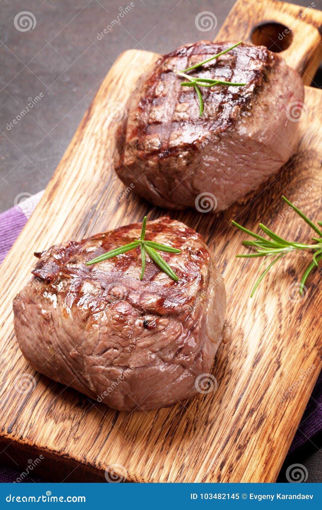 Grilled fillet steak stock image. Image of slate, table - 103482145
