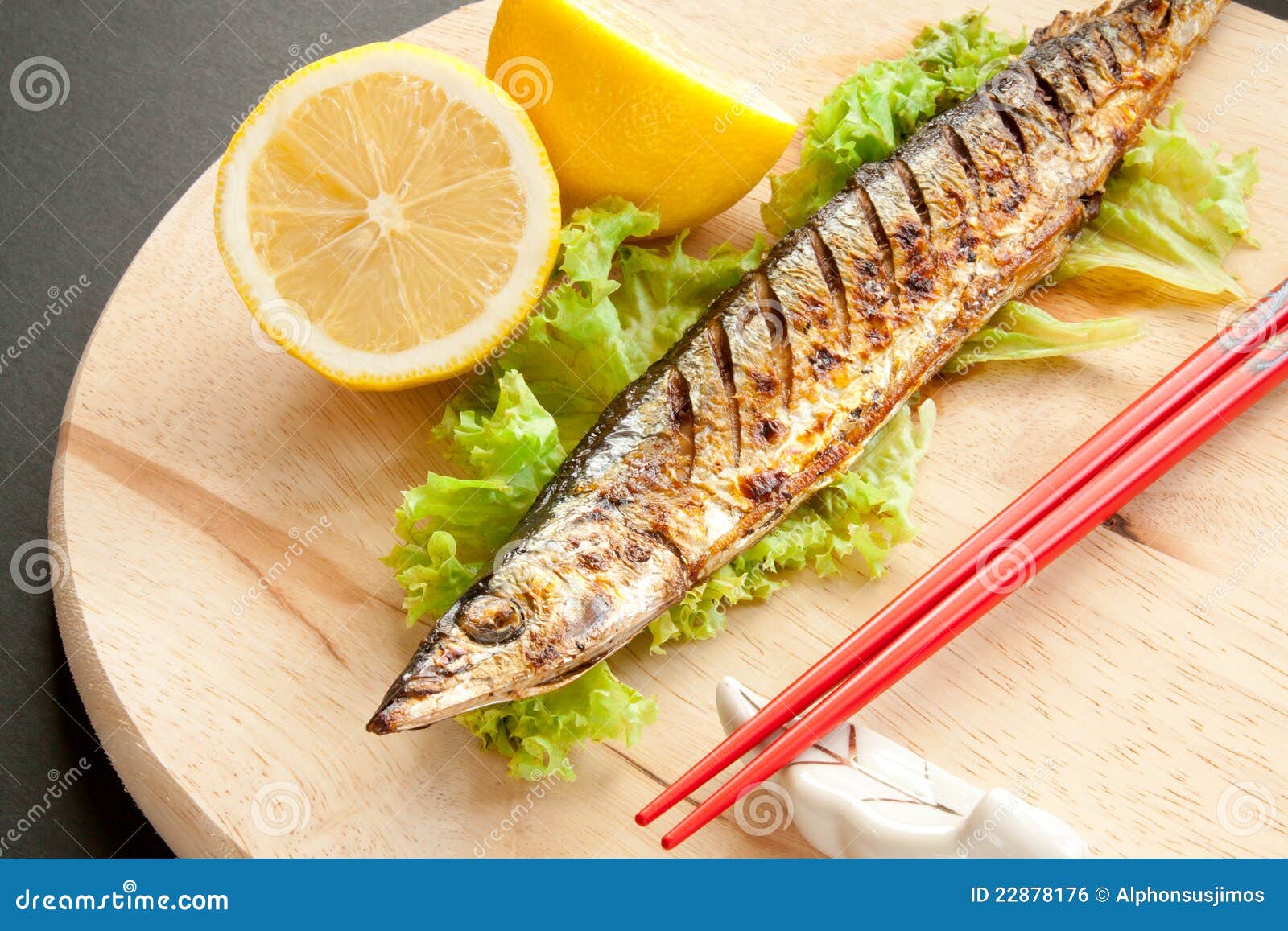 Grilled fish stock photo. Image of chopsticks, lime, lunch - 22878176