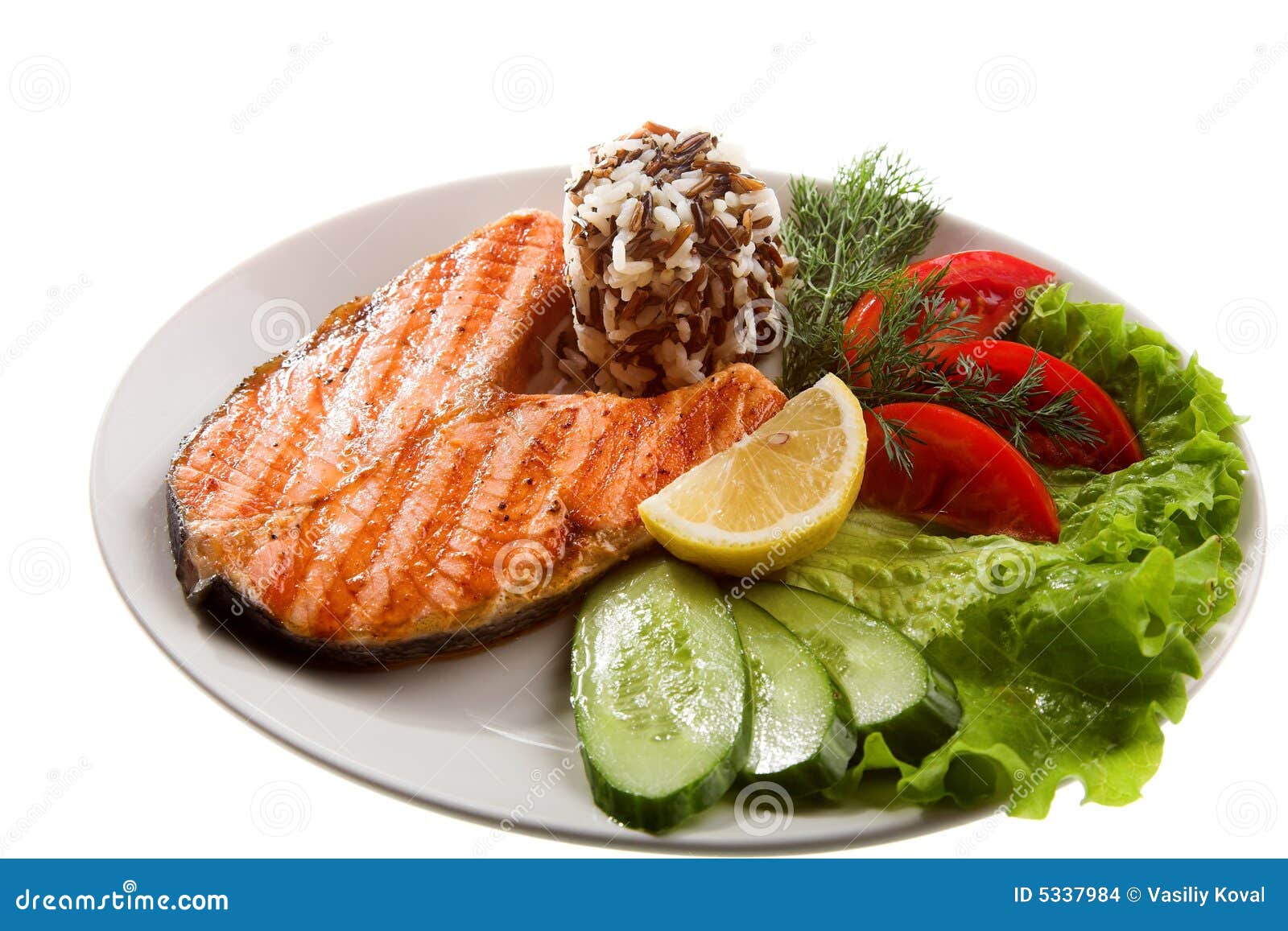 Grilled fish stock photo. Image of baked, dish, lettuce - 5337984