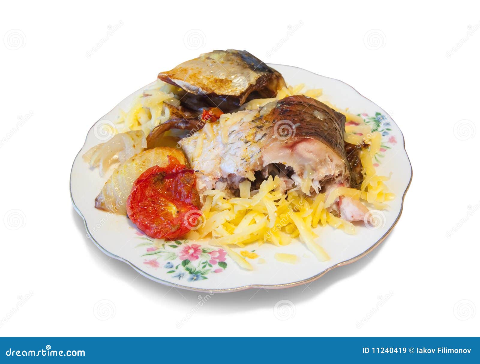 Grilled fish with cheese stock image. Image of dinner - 11240419