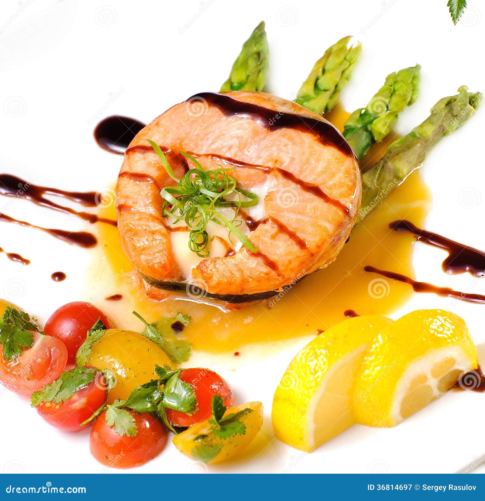 Grilled fish with cherry stock image. Image of food, healthy - 36814697