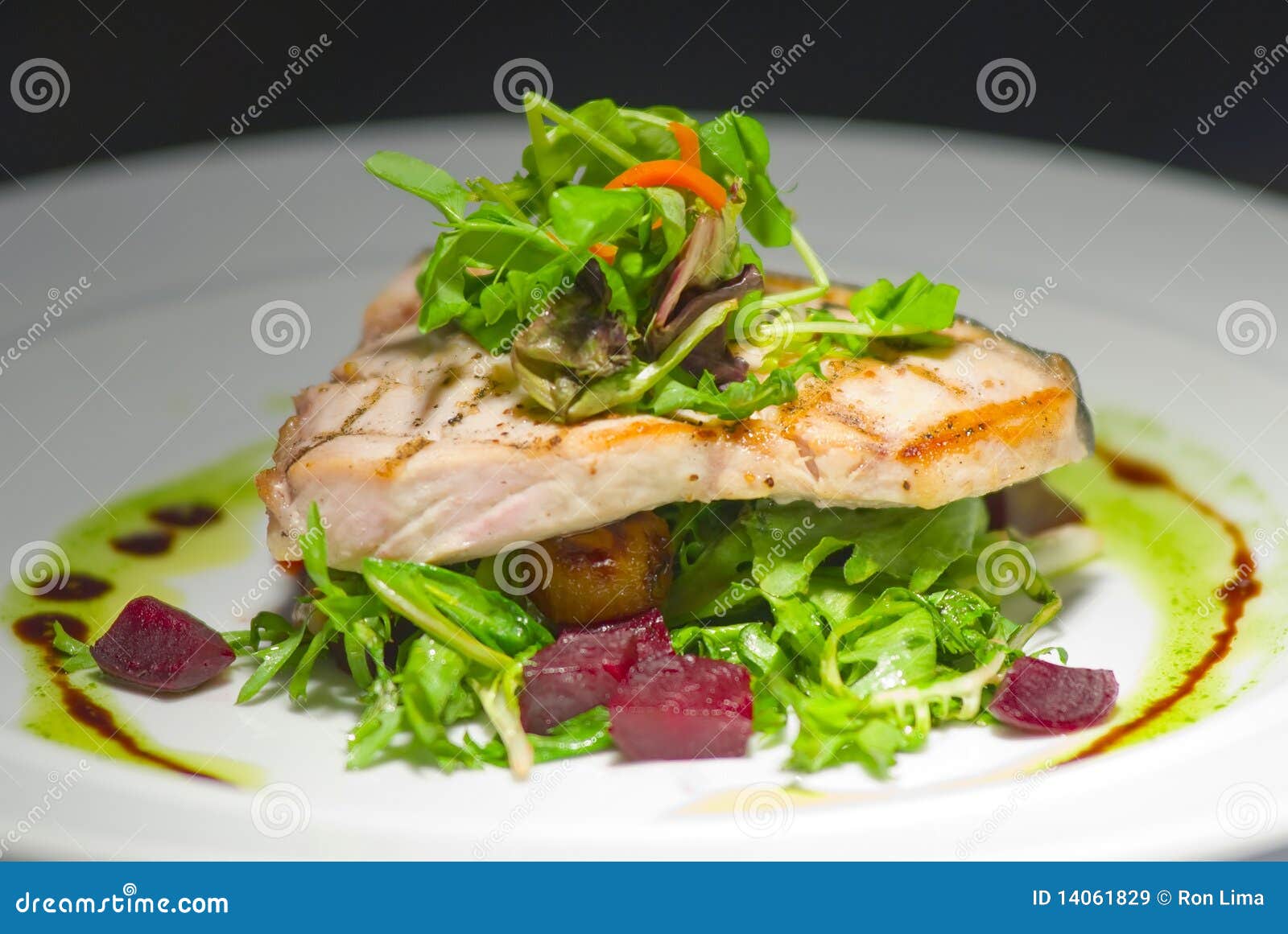 Grilled fish filet plate stock image. Image of grilled - 14061829