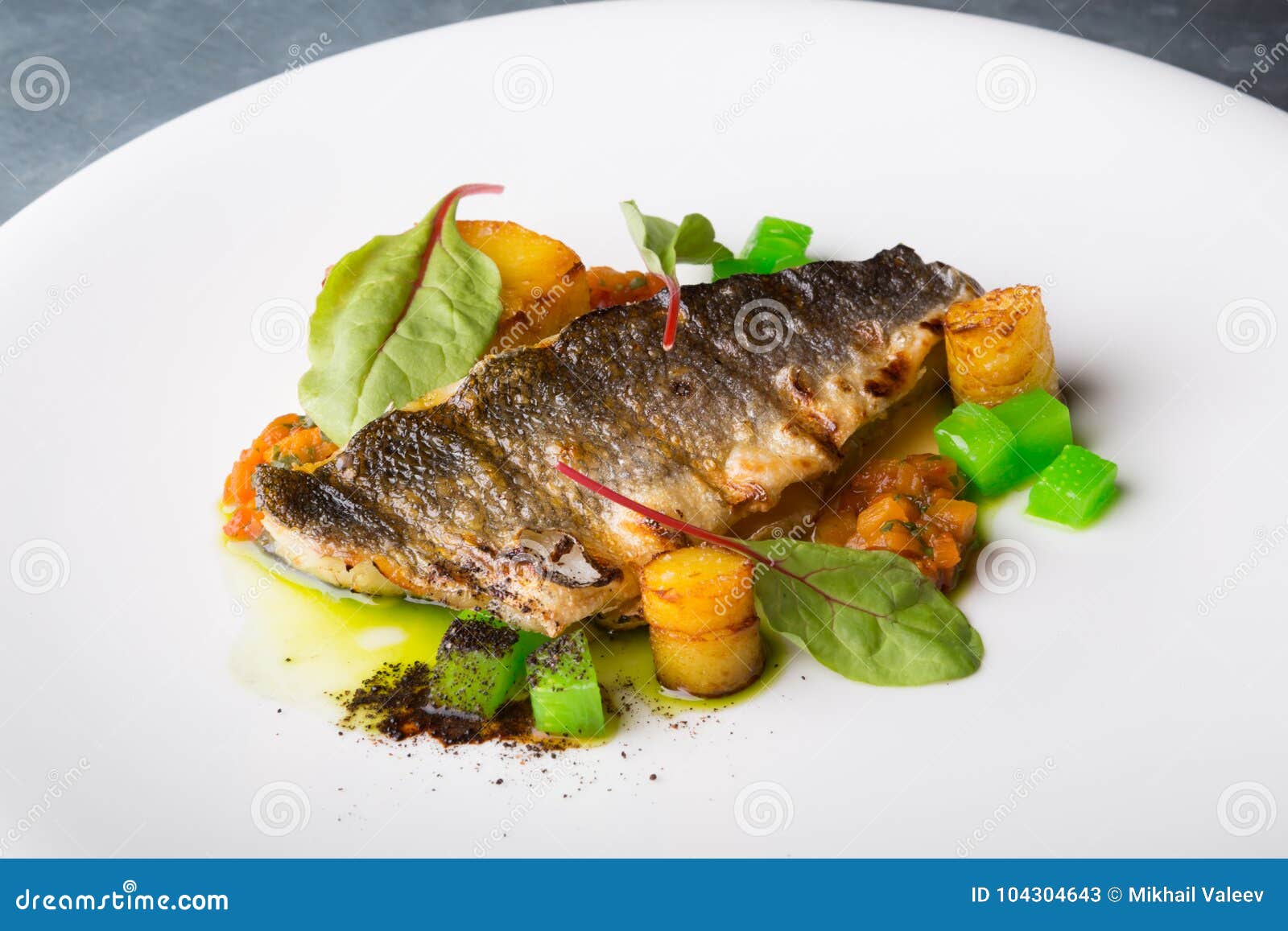Grilled fish fillet stock image. Image of nutrition - 104304643