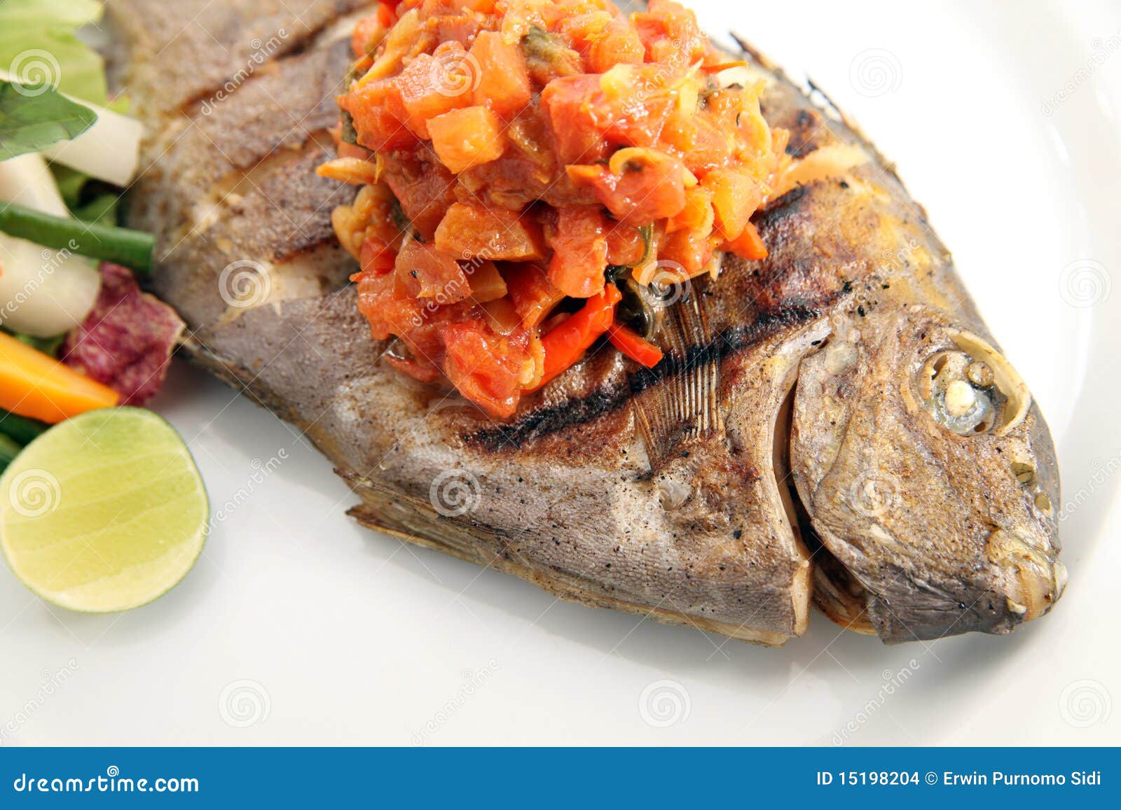 Grilled fish food portion stock photo. Image of fish - 15198204