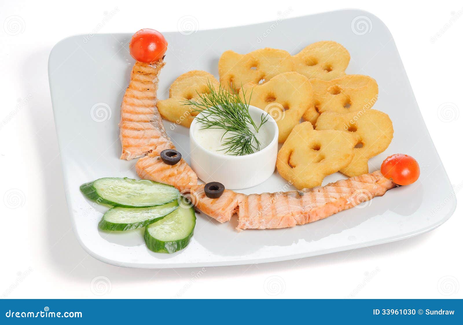 Grilled fish with fries stock photo. Image of vegetables - 33961030