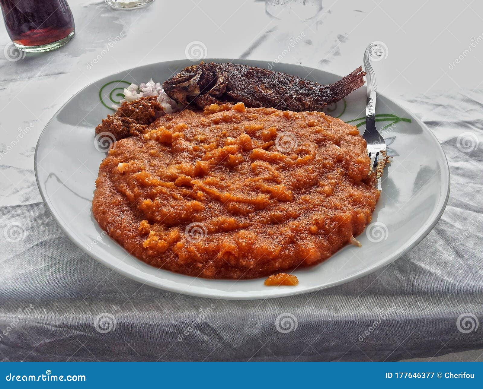 Grilled Fish and Cassava Semolina Stock Image - Image of semolina ...