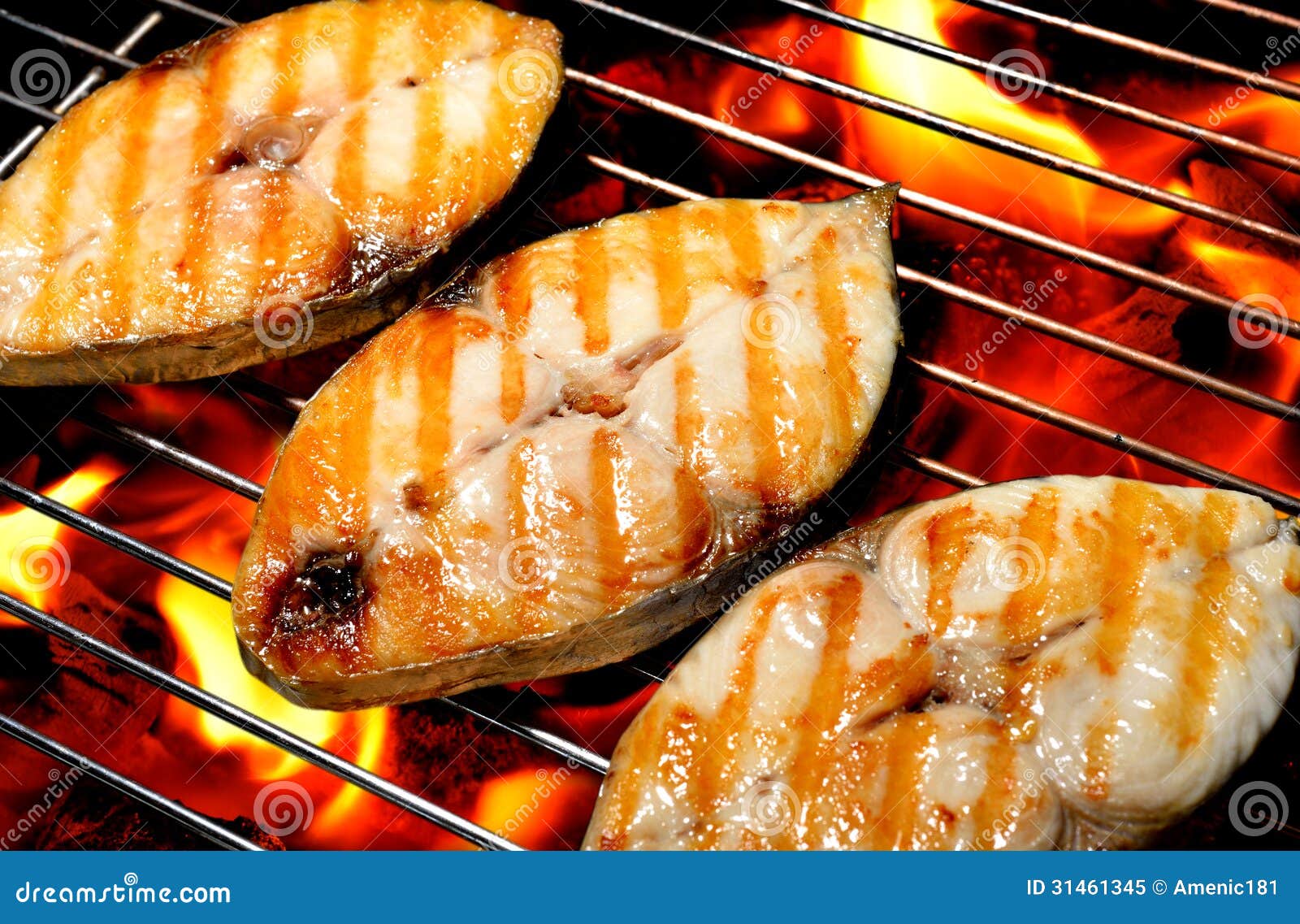 Grilled fish stock image. Image of omega, grilling, flames - 31461345