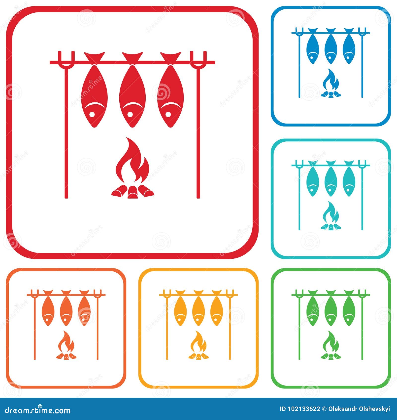 Grilled fish icon stock vector. Illustration of meal - 102133622