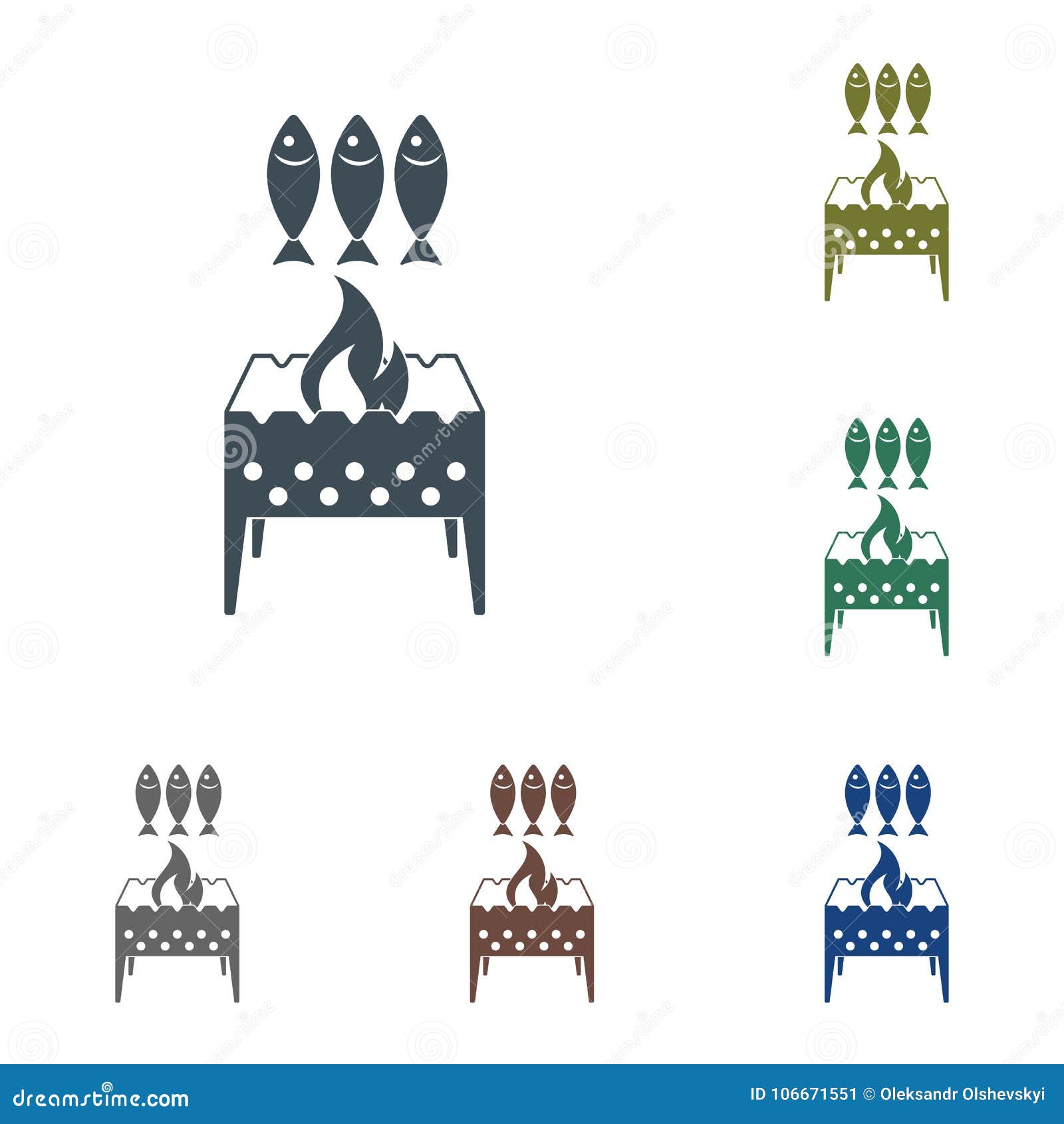 Grilled fish icon stock vector. Illustration of animal - 106671551