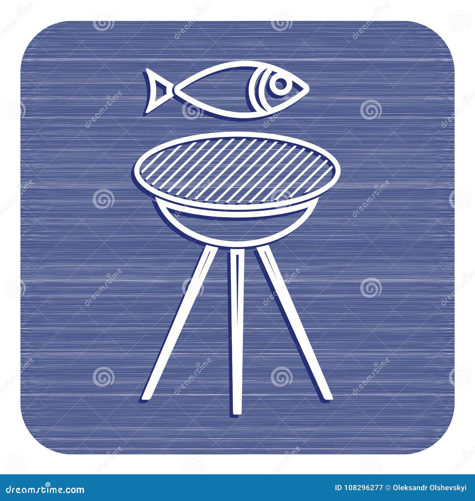 Grilled fish icon stock vector. Illustration of roast - 108296277