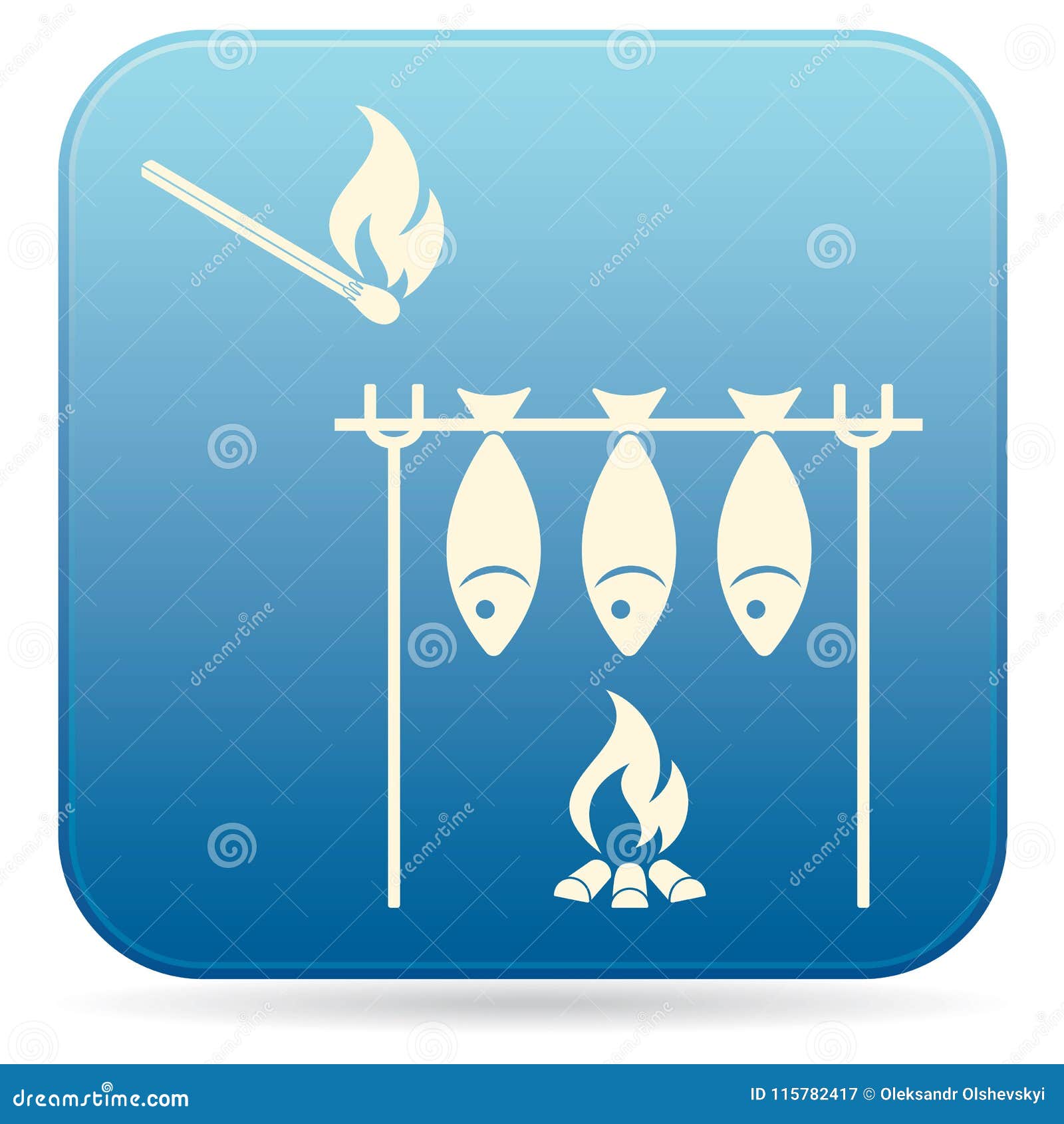 Grilled fish icon stock vector. Illustration of animal - 115782417