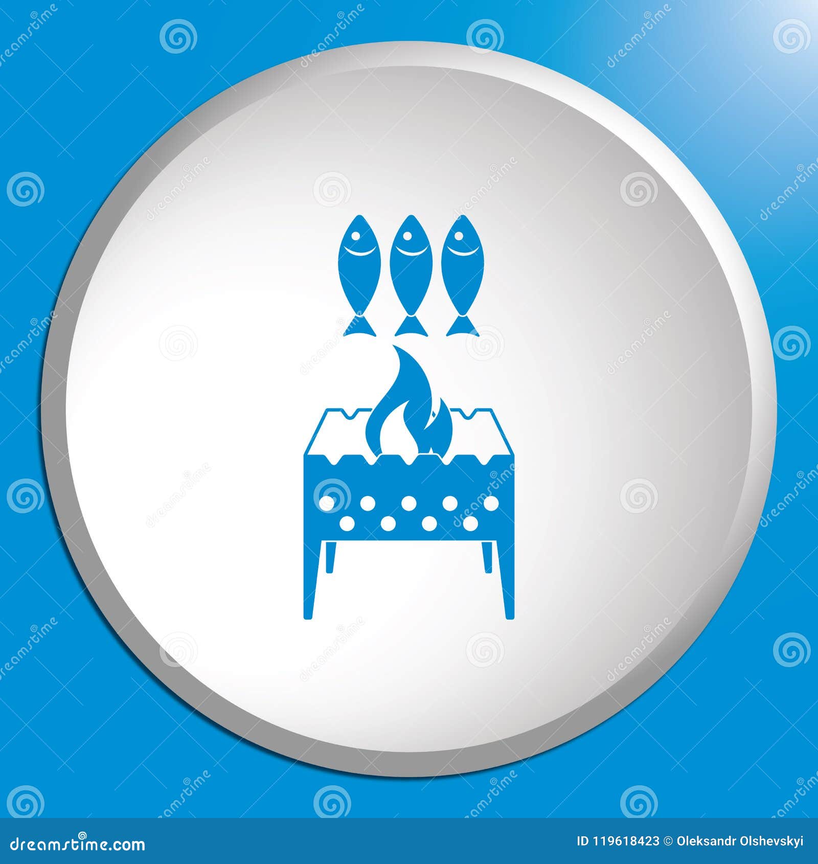 Grilled fish icon stock vector. Illustration of vector - 119618423