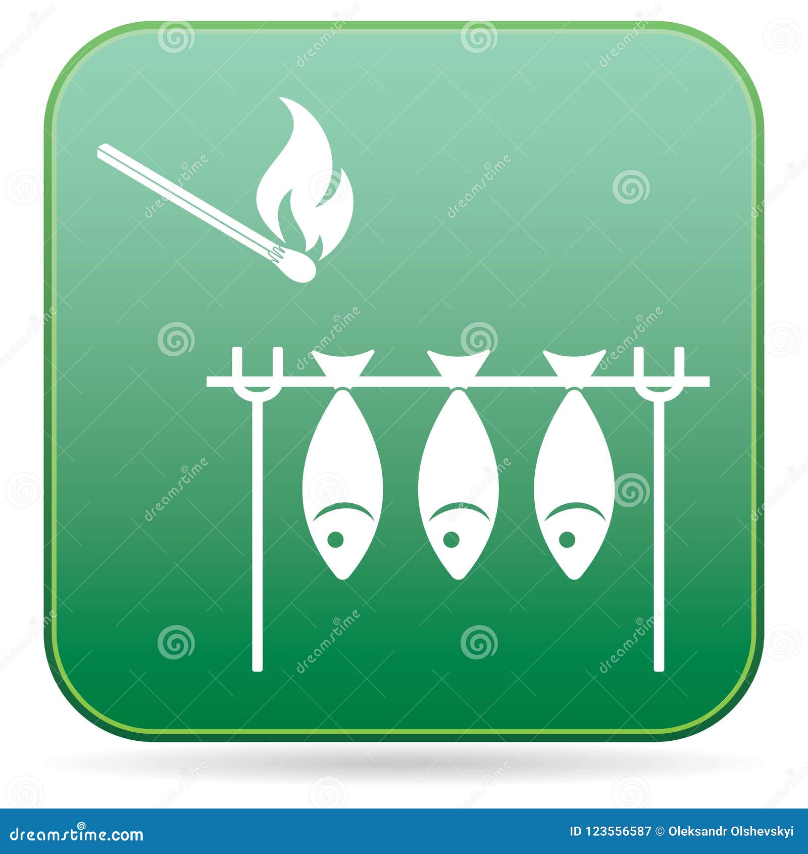 Grilled fish icon stock vector. Illustration of fried - 123556587