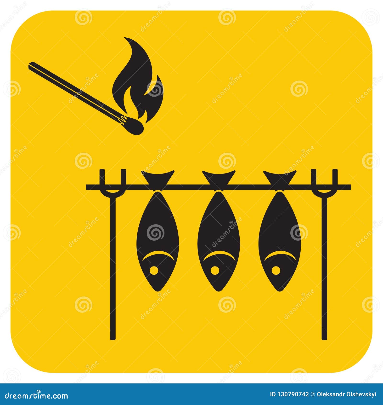Grilled fish icon stock vector. Illustration of meat - 130790742