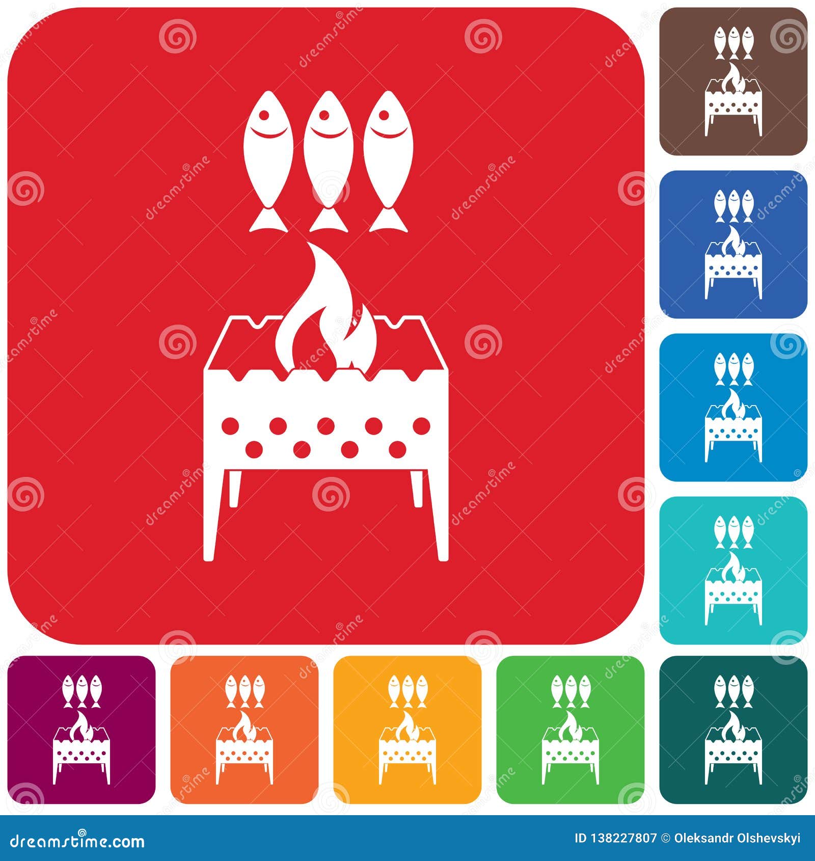 Grilled fish icon stock vector. Illustration of element - 138227807