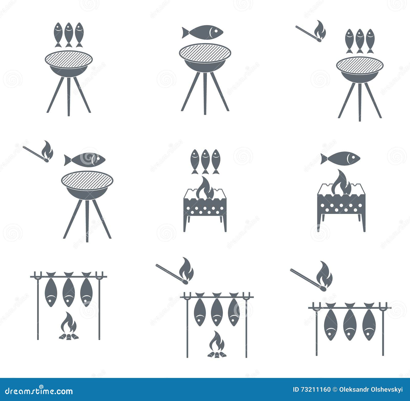 Grilled fish icon stock vector. Illustration of sign - 73211160