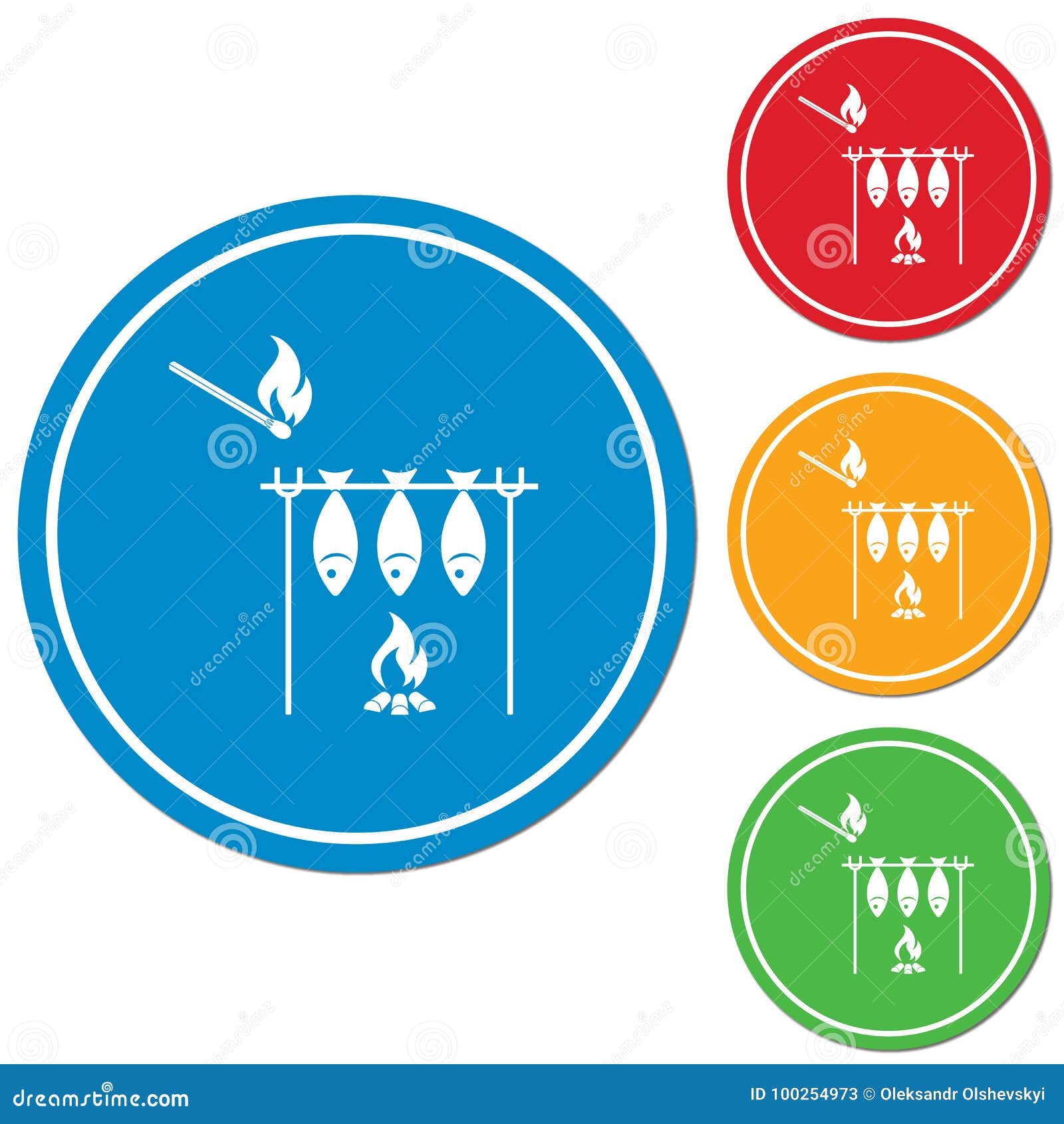 Grilled fish icon stock vector. Illustration of grilled - 100254973